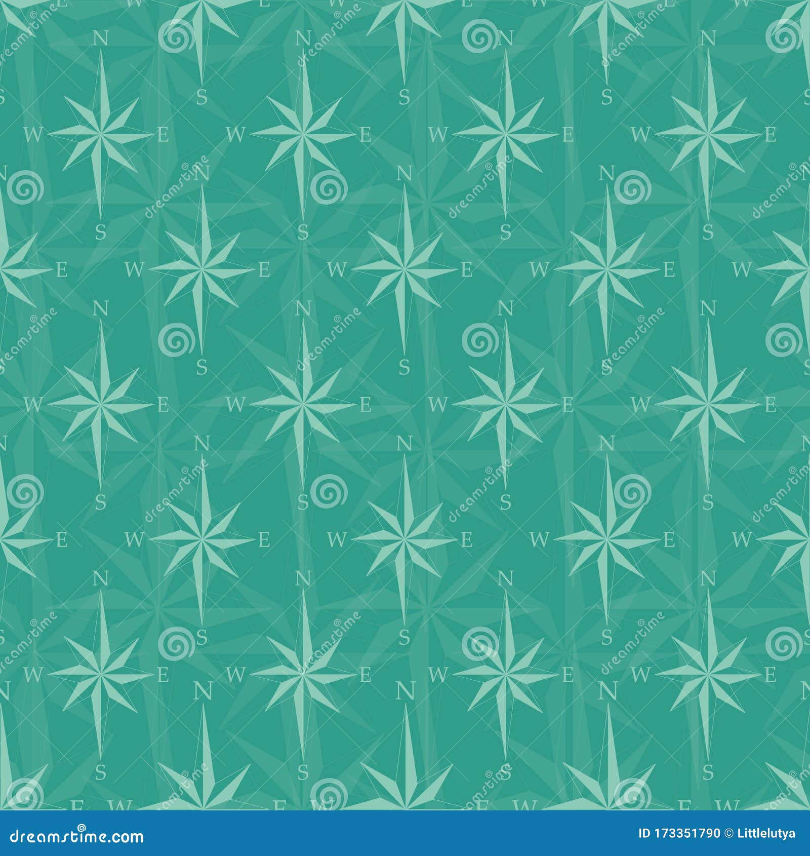 Vector Green Wind Roses Seamless Pattern Background Texture Stock ...