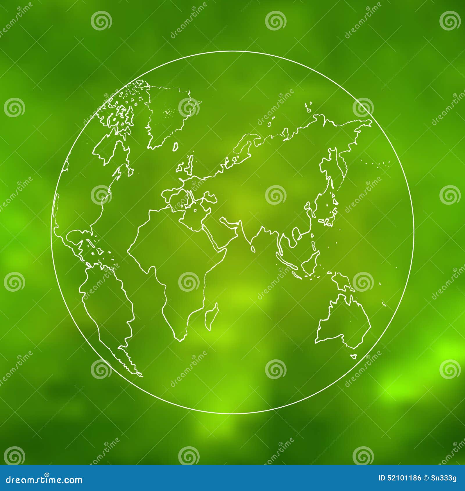 Vector Green World Map Sketch Art | CartoonDealer.com #52101186