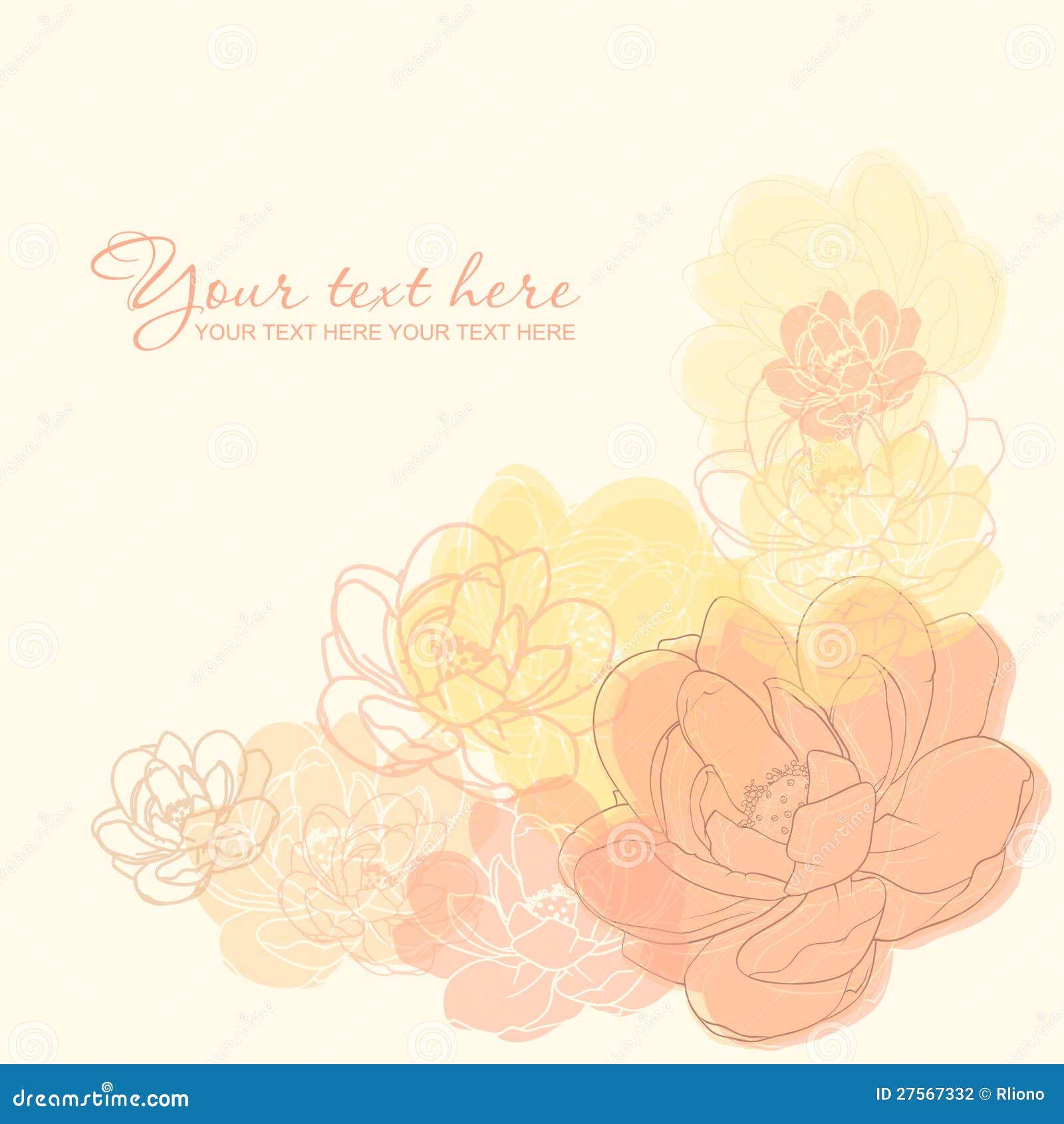 Vector Greeting Card with Flowers. Stock Vector - Illustration of card ...