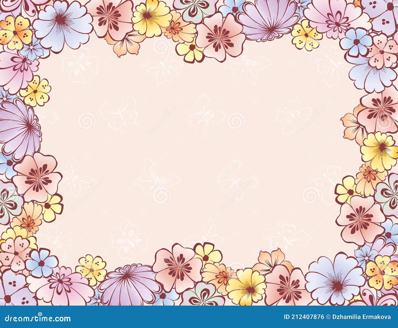 Vector Greeting Card with Frame from Various Colorful Decorative ...