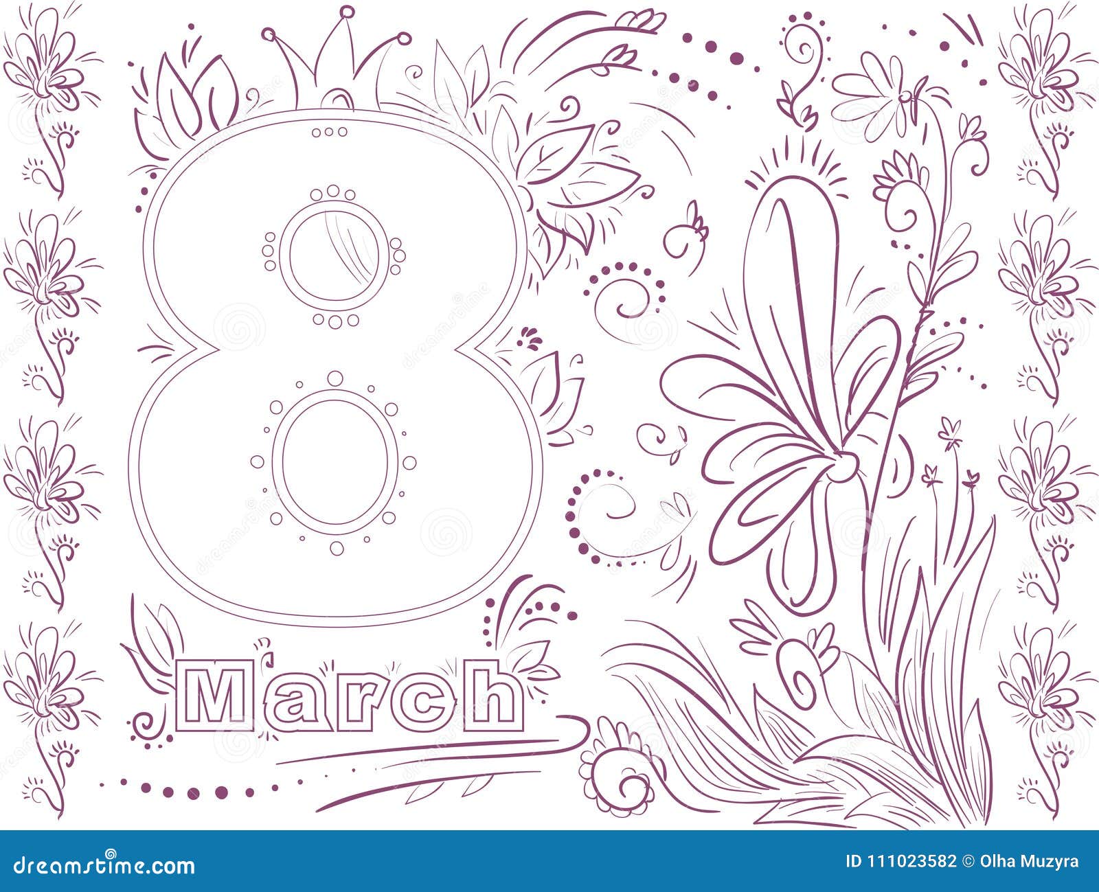 Vector Greeting Card for March Stock Vector - Illustration of leaf ...