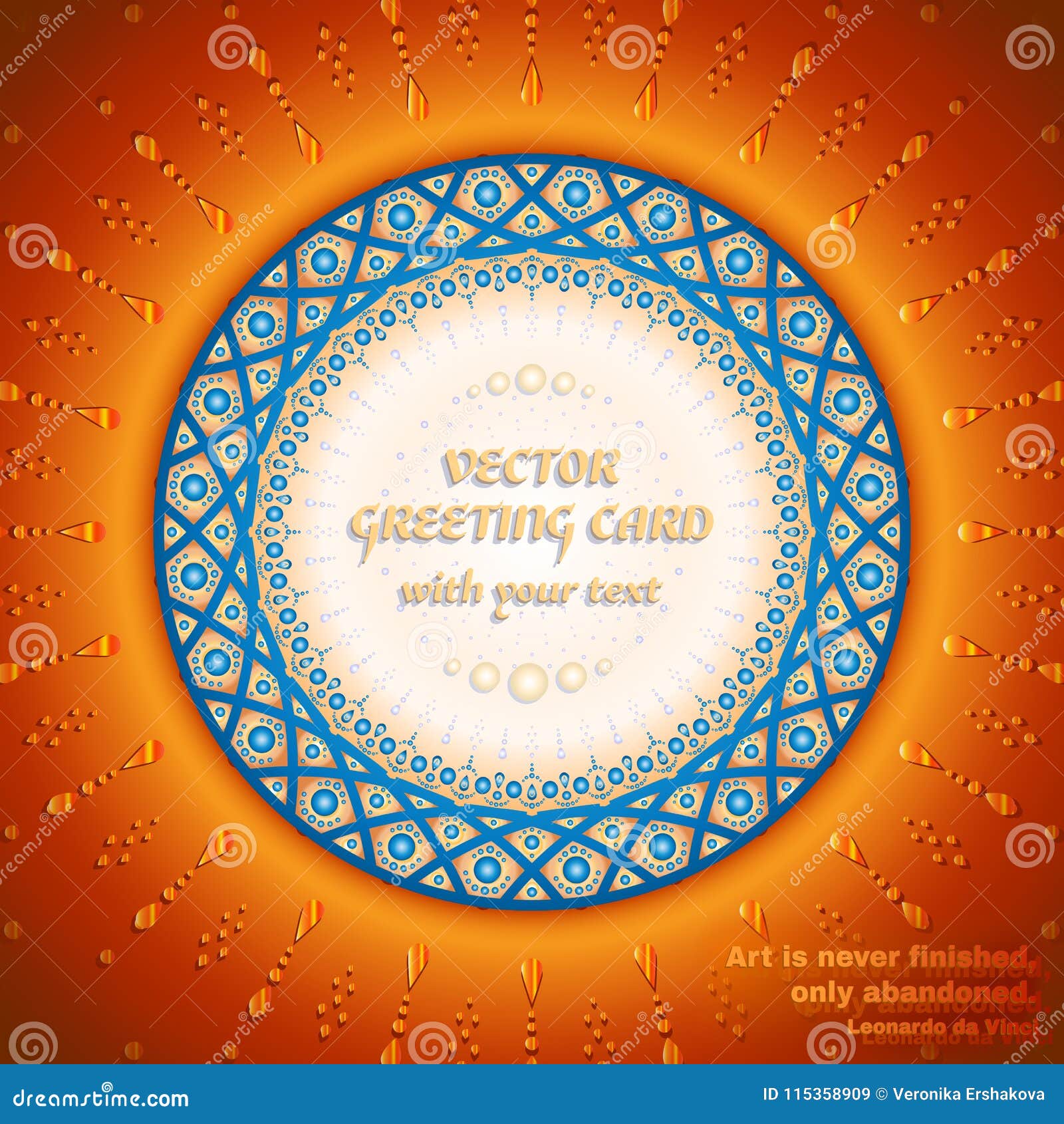 Vector Greeting Card with Round Frame for Text Stock Vector ...
