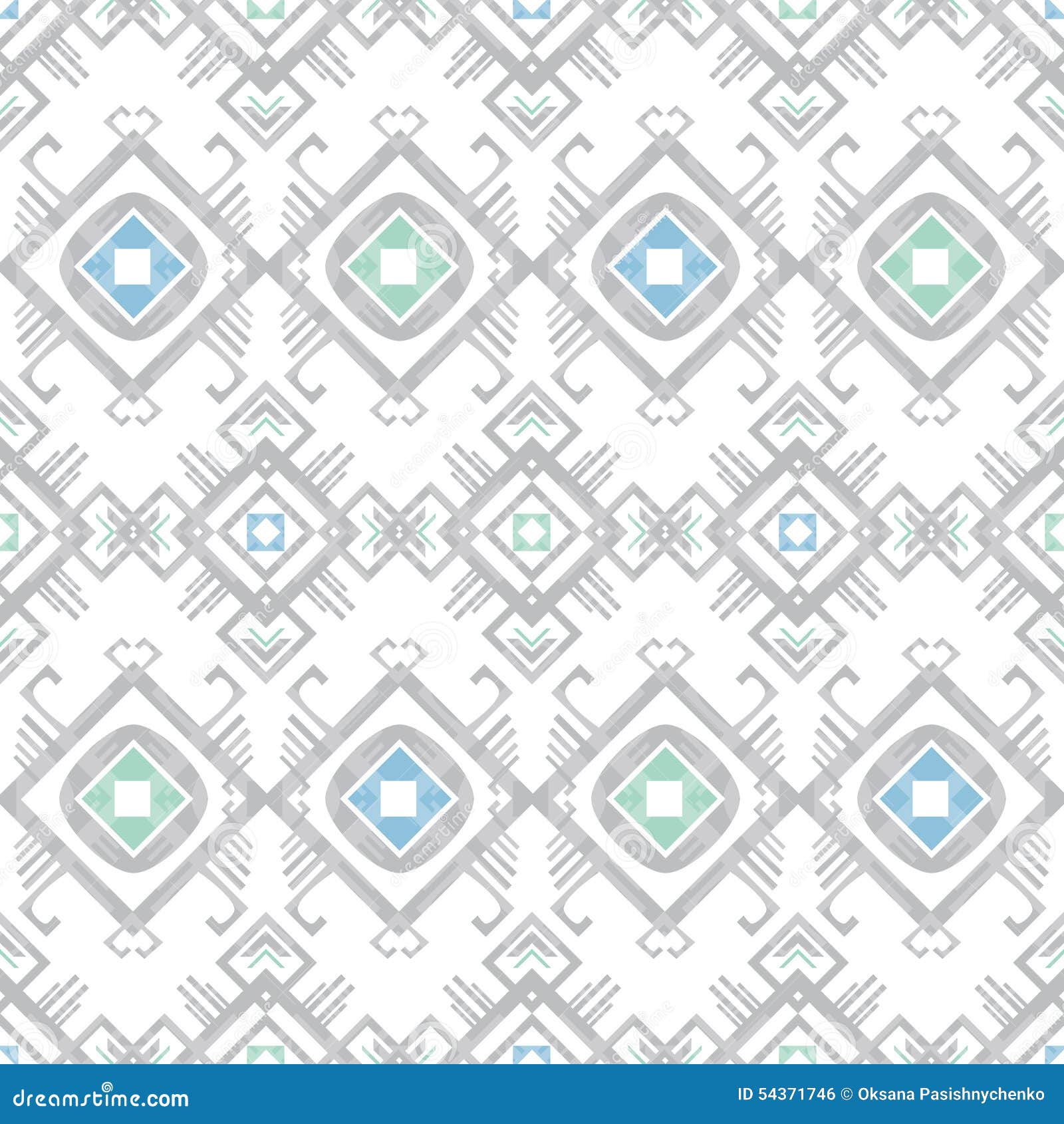 Vector Grey Blue Tribal Geometric Seamless Pattern Stock Vector ...