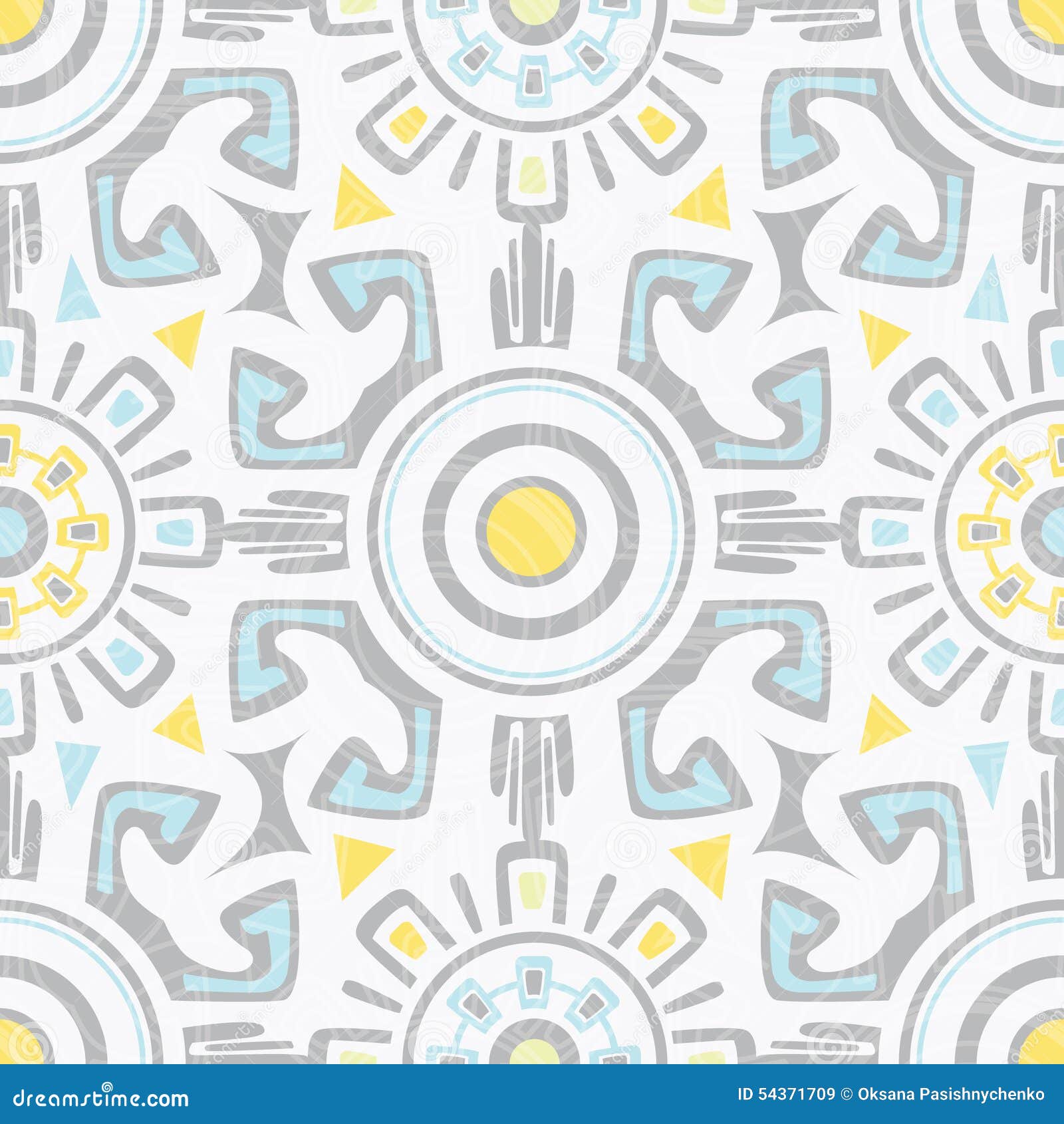 Vector Grey Blue Yellow Tribal Seamless Pattern Stock Vector ...