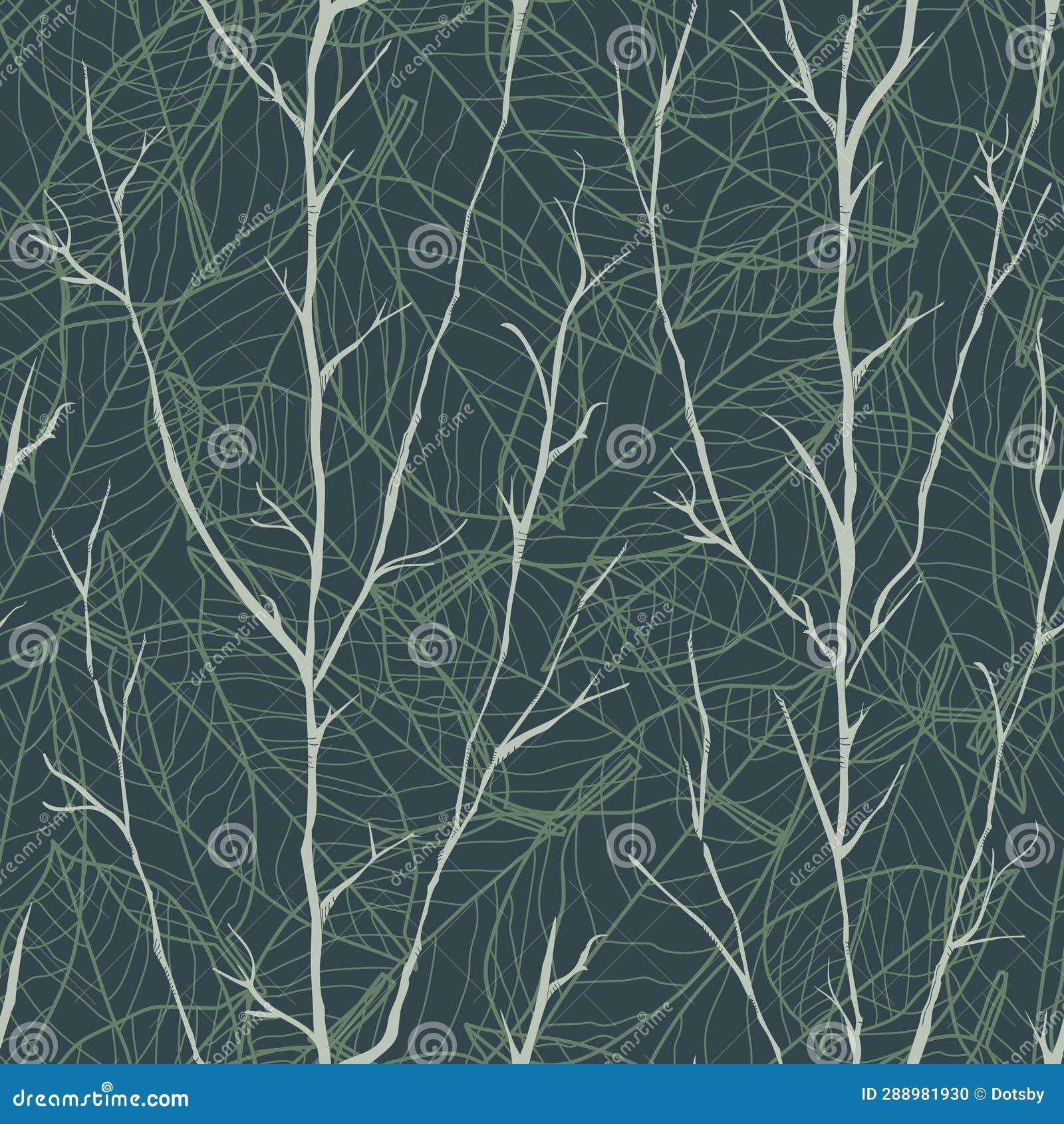 Vector Grey Branches Leaves Dark Seamless Pattern Stock Vector ...