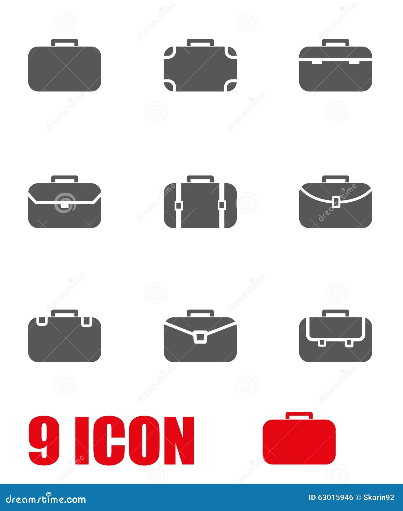 Vector Grey Briefcase Icon Set Stock Illustration - Illustration of ...