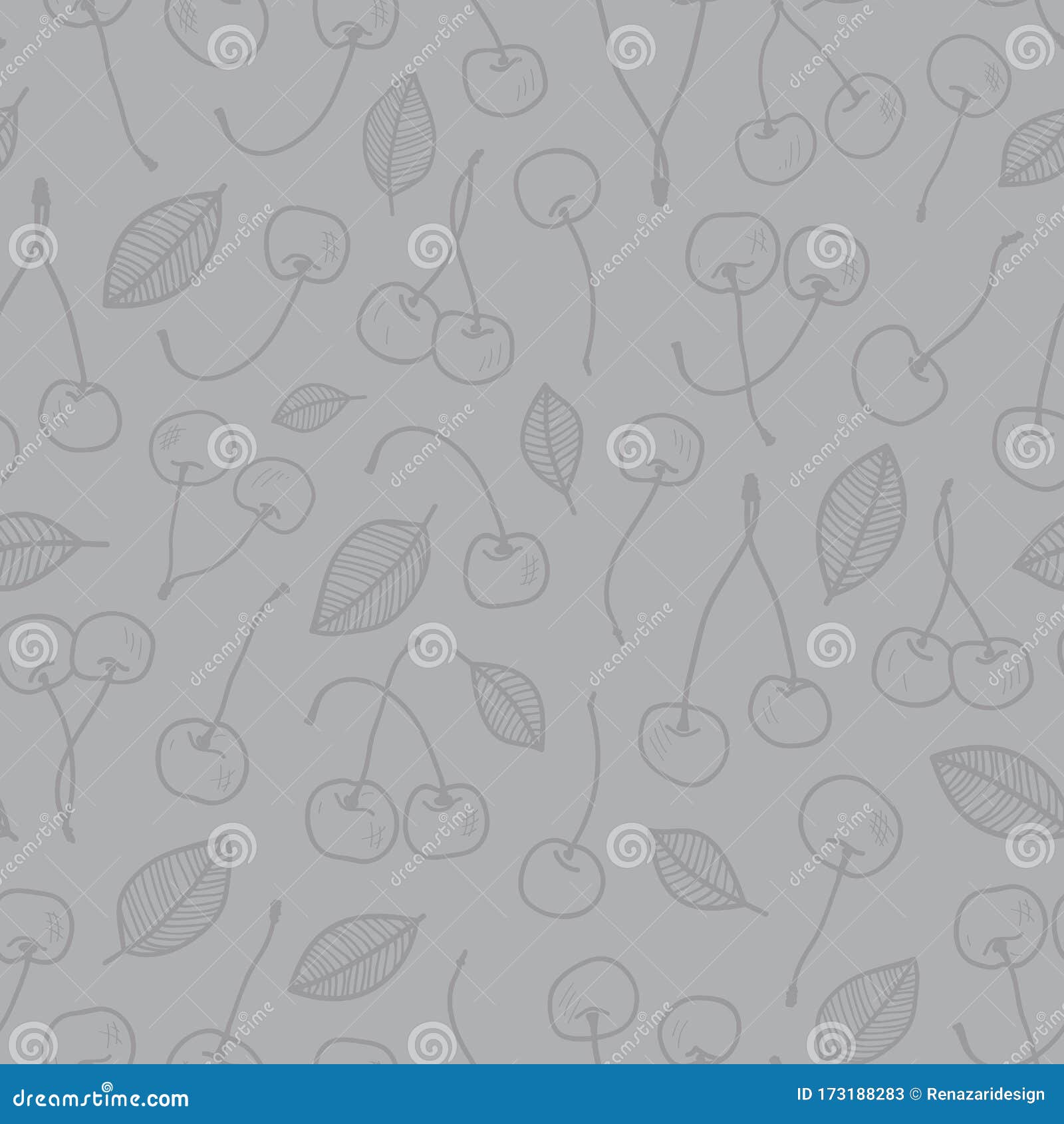 Vector Grey Cherry Texture Seamless Pattern Print Background. Stock ...
