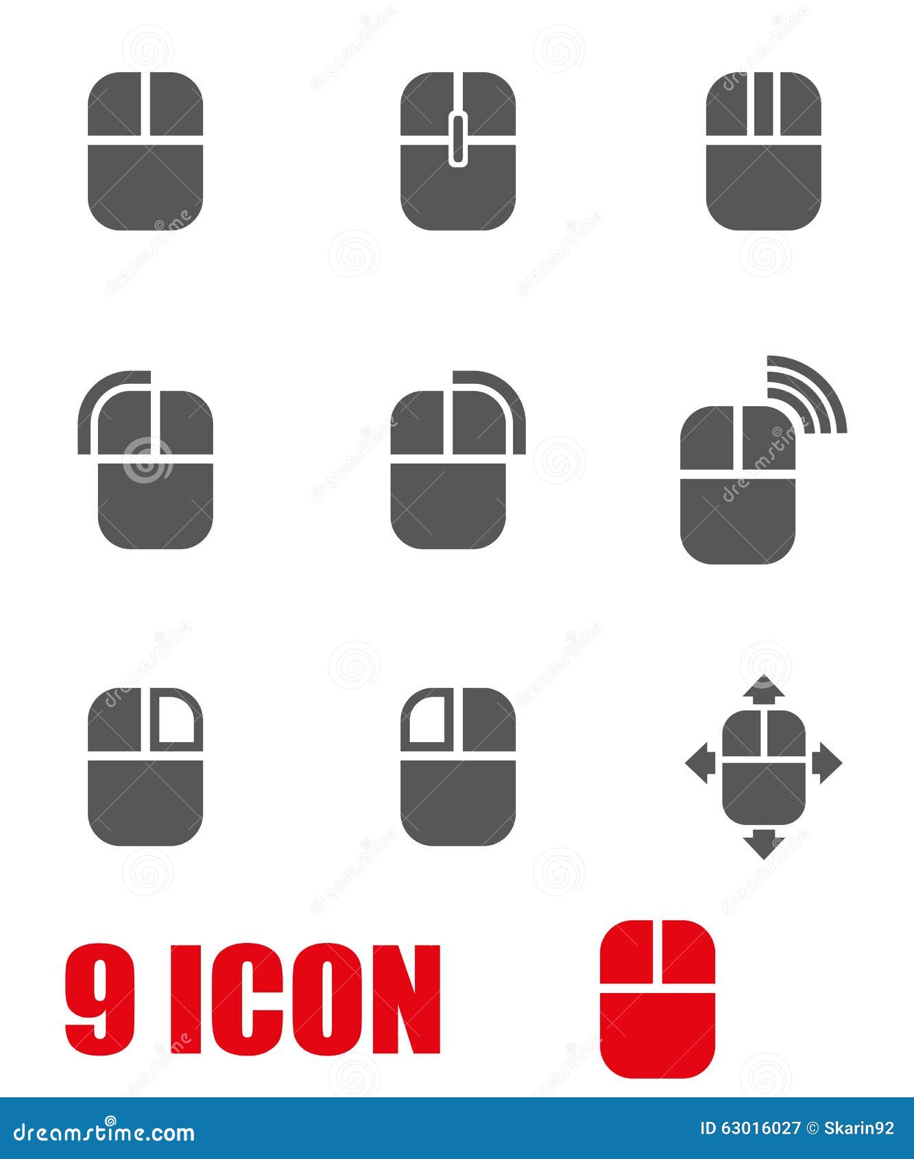 Vector Grey Computer Mouse Icon Set Stock Illustration - Illustration ...