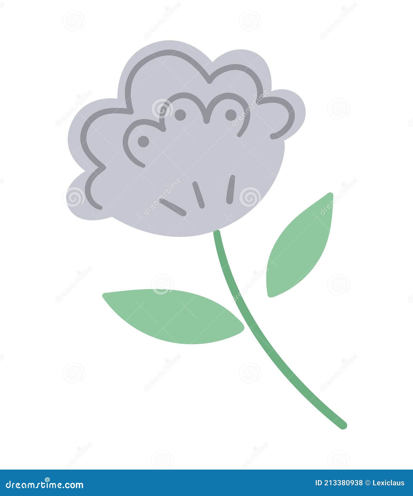 Vector Grey Flower Isolated on White Background. Floral Decorative ...