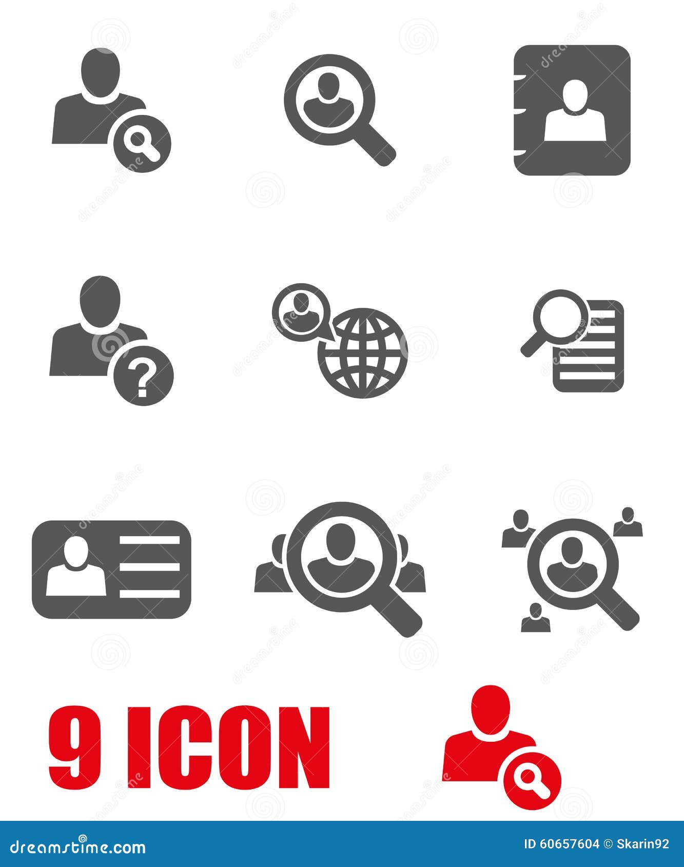 Vector Grey People Search Icon Set Stock Illustration - Illustration of ...