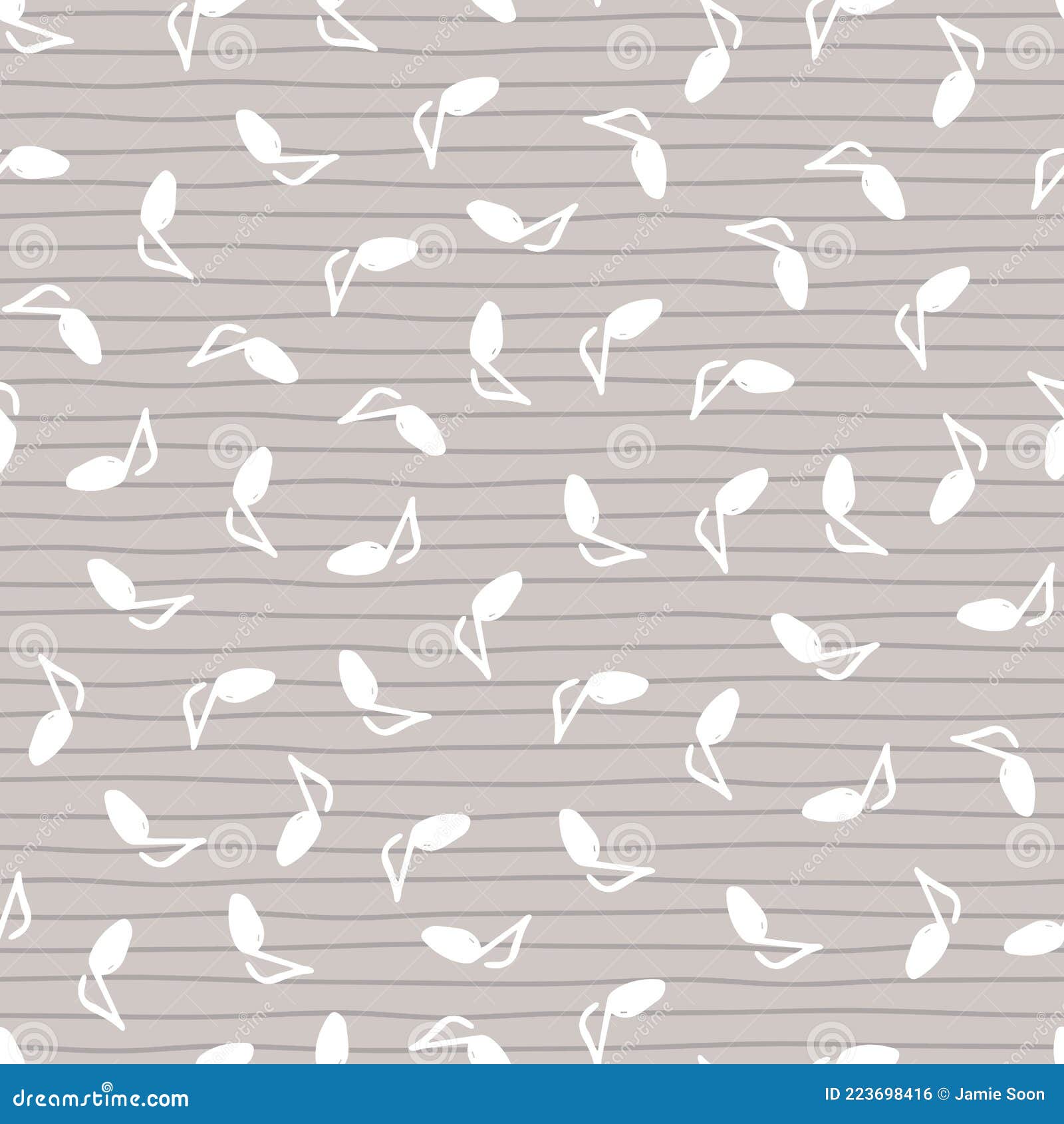 Vector Grey Scattered Pen Sketched Music Notes Pattern with Stripes 01 ...