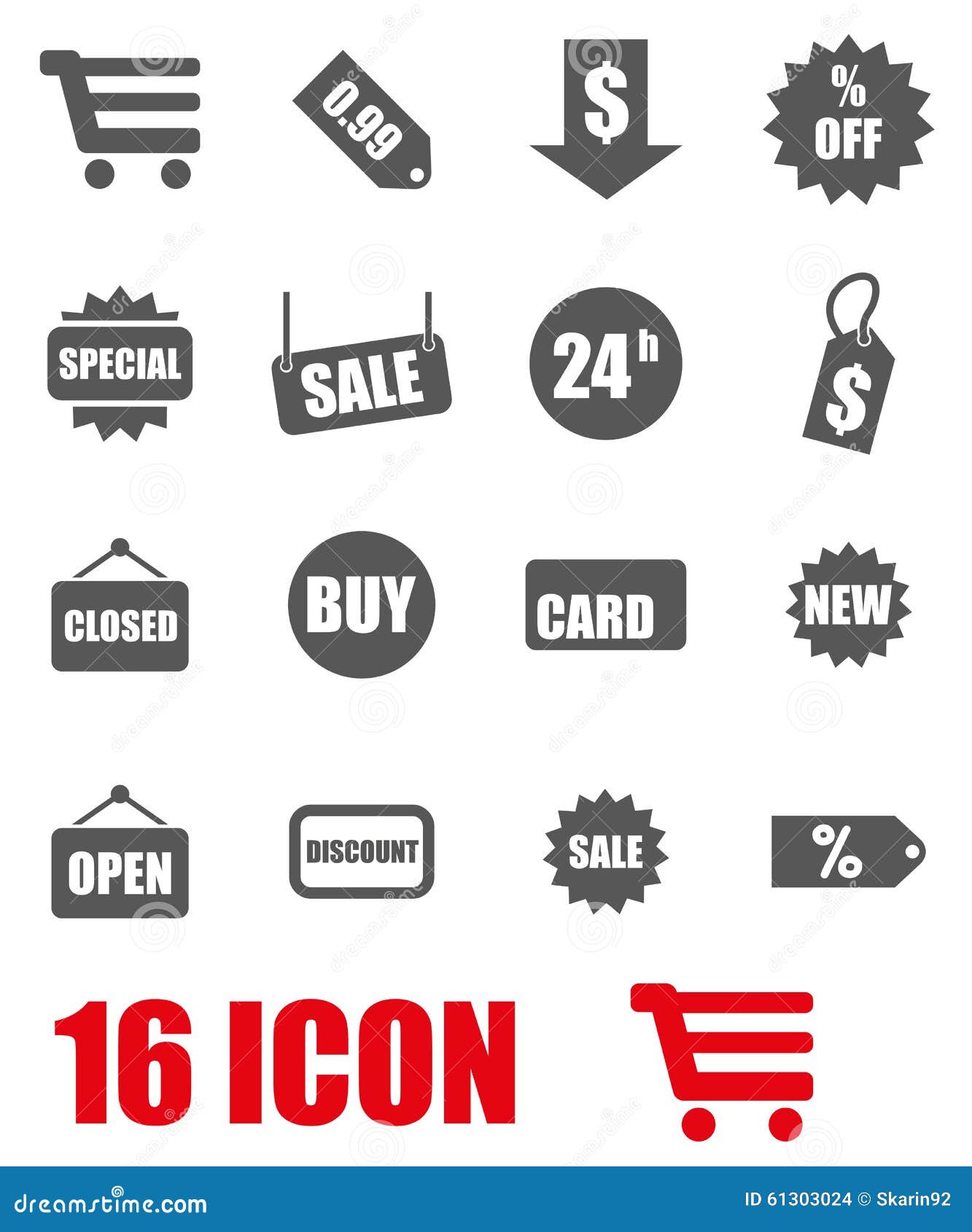 Vector Grey Shopping Icon Set Stock Illustration - Illustration of cart ...