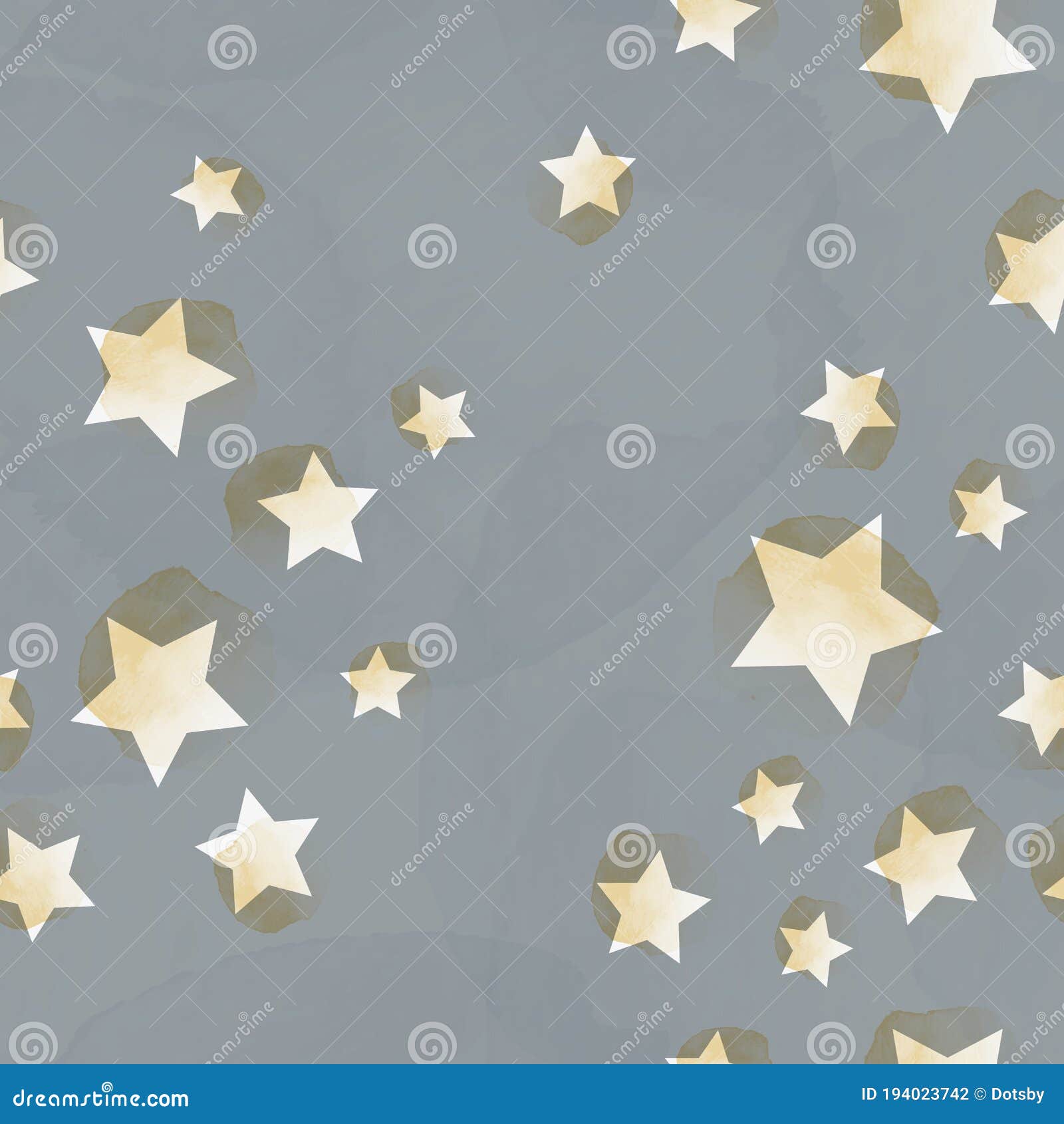 Vector Grey Sky, Yellow Stars Seamless Pattern Stock Vector ...