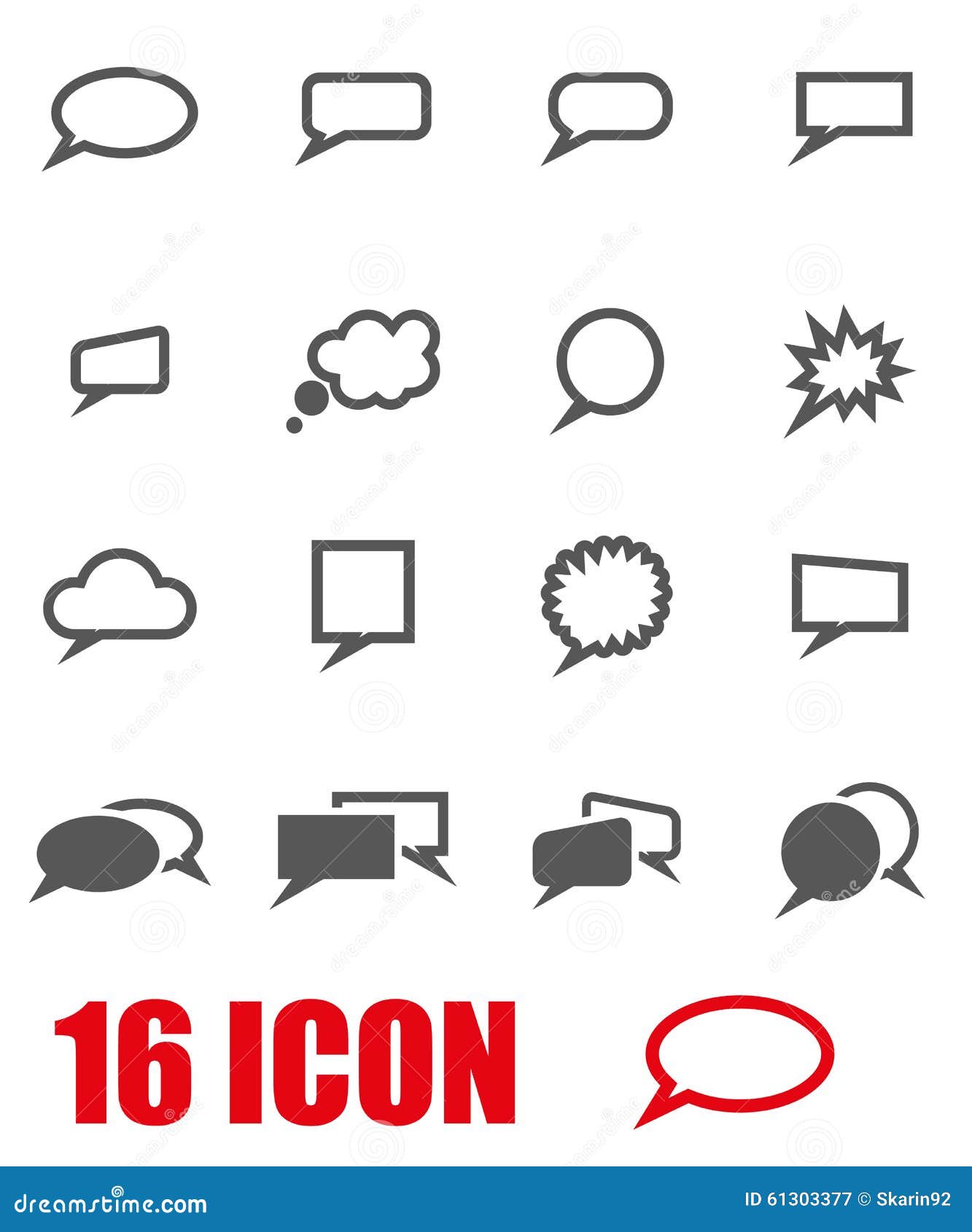 Vector Grey Speach Bubbles Icon Set Stock Illustration - Illustration ...