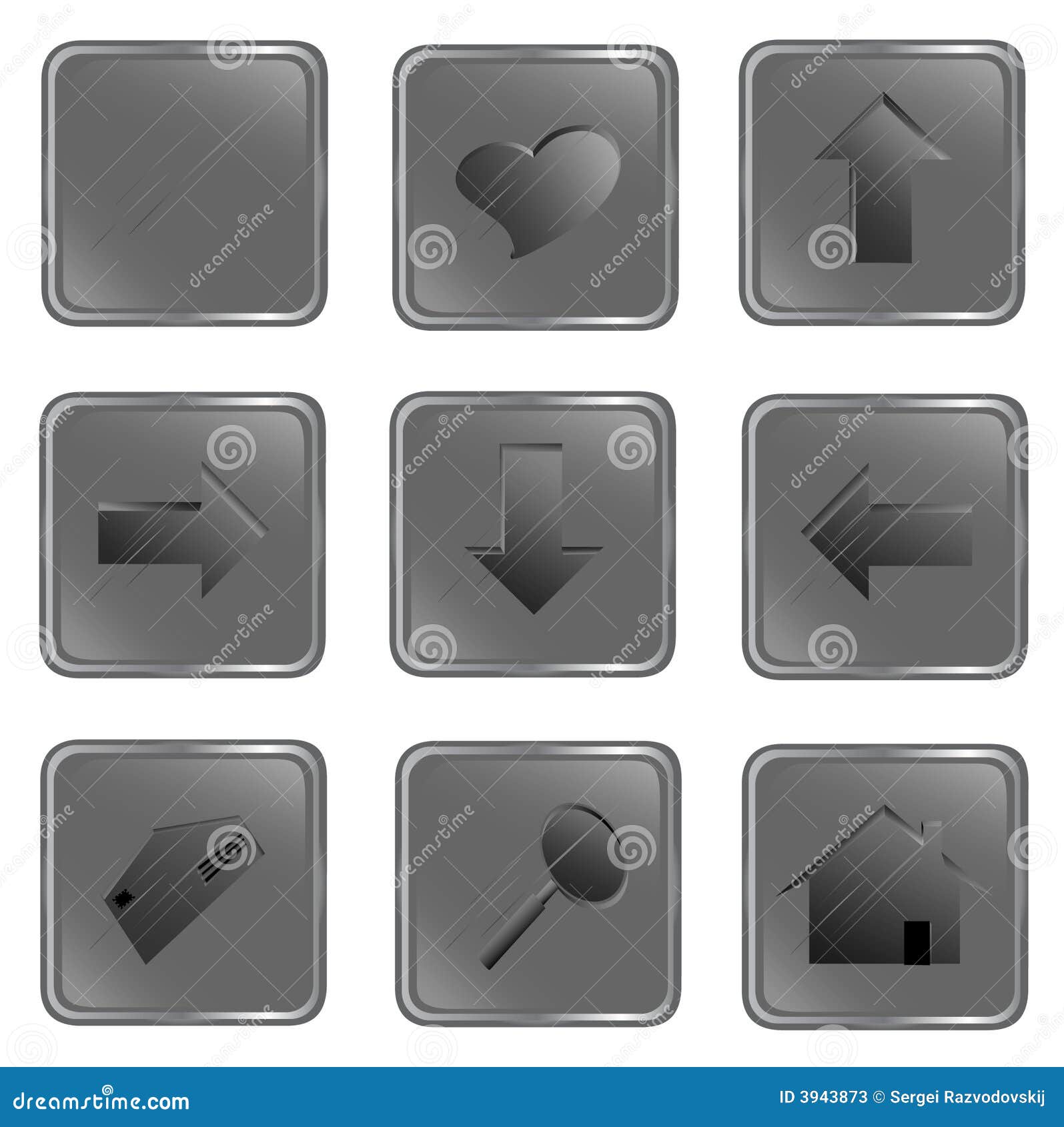 Vector Grey Square Web Buttons Stock Vector - Illustration of arrow ...