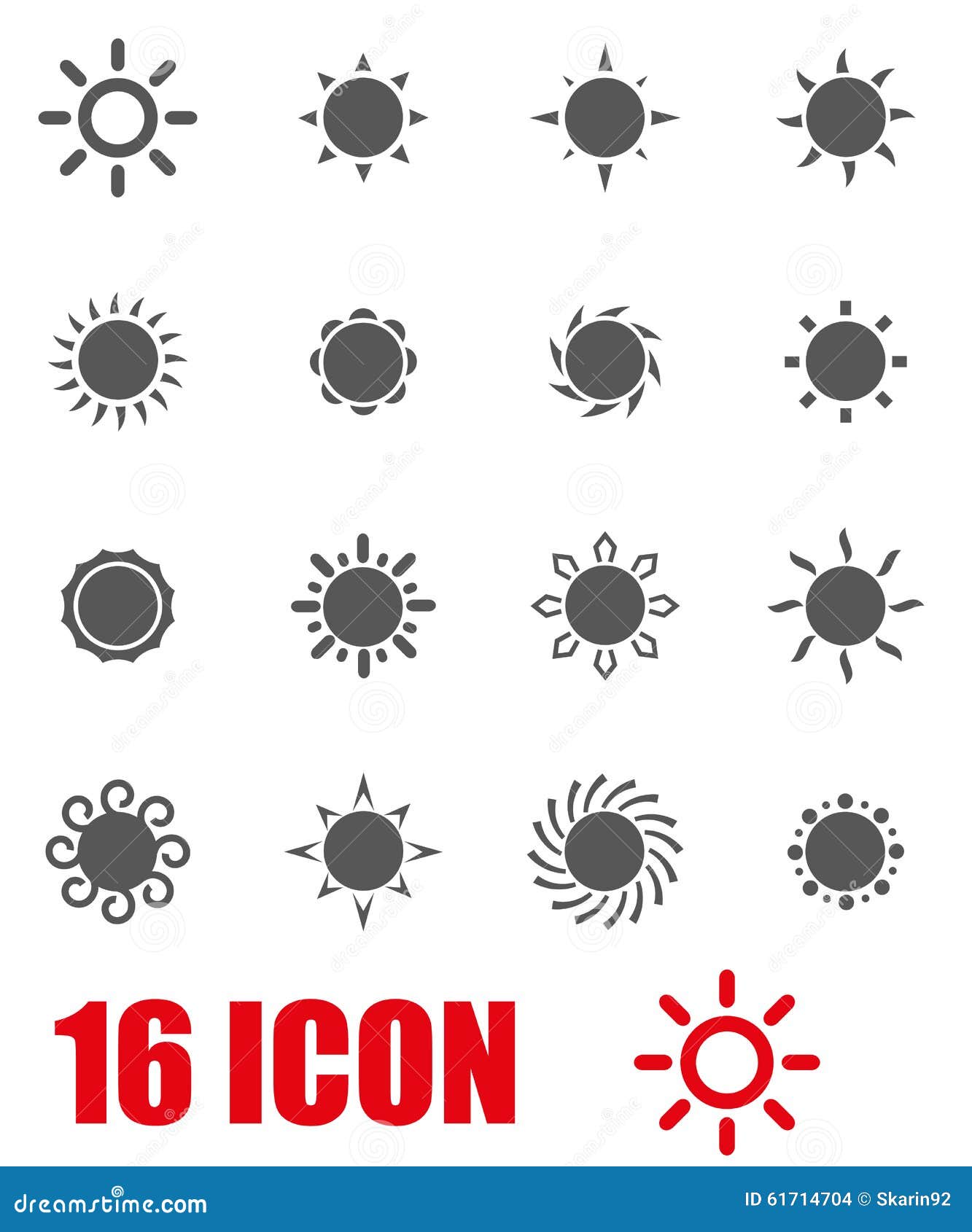 Vector grey sun icon set stock illustration. Illustration of design ...
