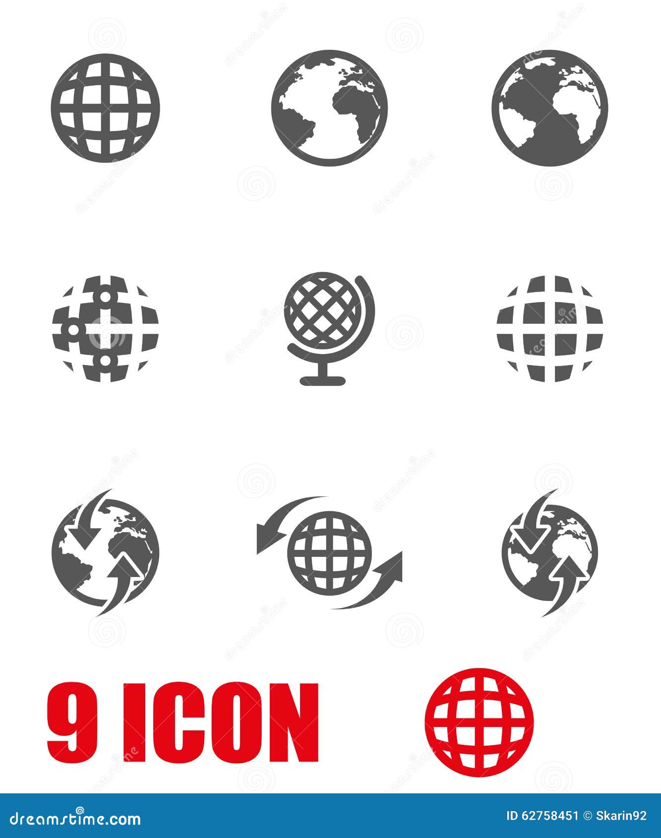 Vector Grey World Map Icon Set Royalty-Free Stock Photography ...