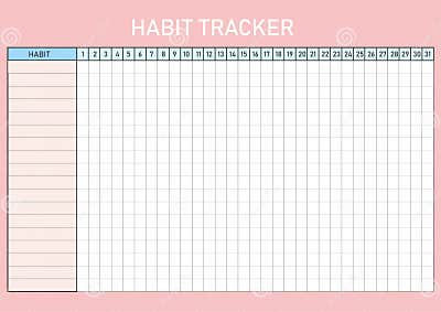 Vector Grid Habit Tracker Per Month. Stock Illustration - Illustration ...