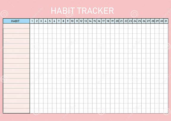 Vector Grid Habit Tracker Per Month. Stock Illustration - Illustration ...