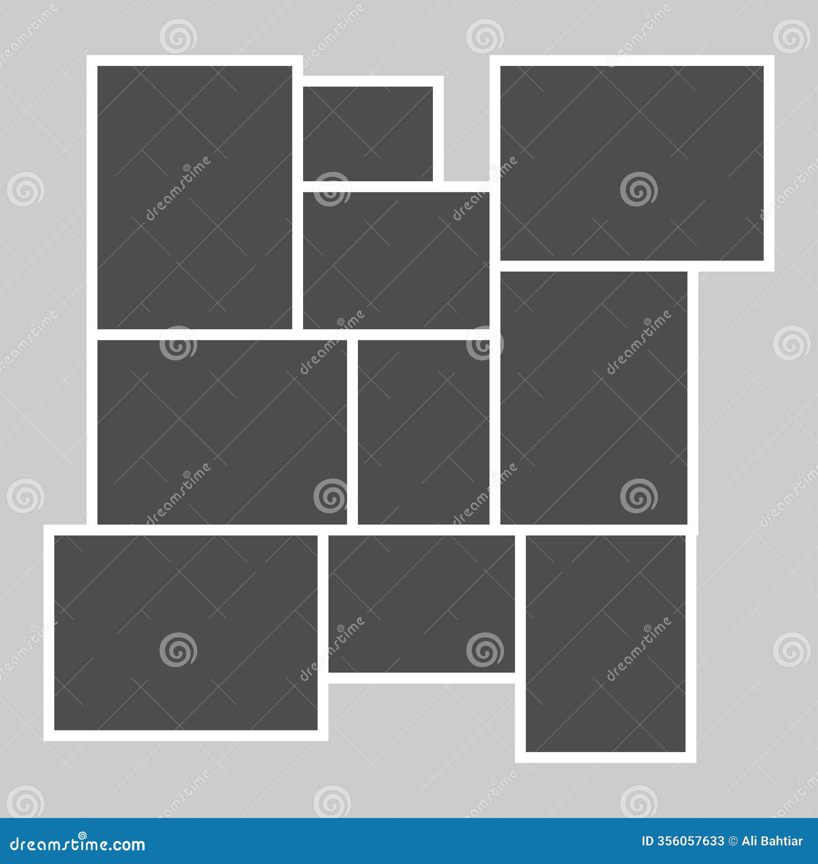 Vector Grid Template with Empty Photo Frames, Designed To Organize and ...