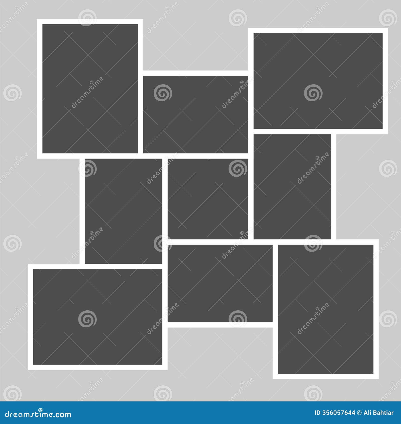 Vector Grid Template with Empty Photo Frames, Designed To Organize and ...