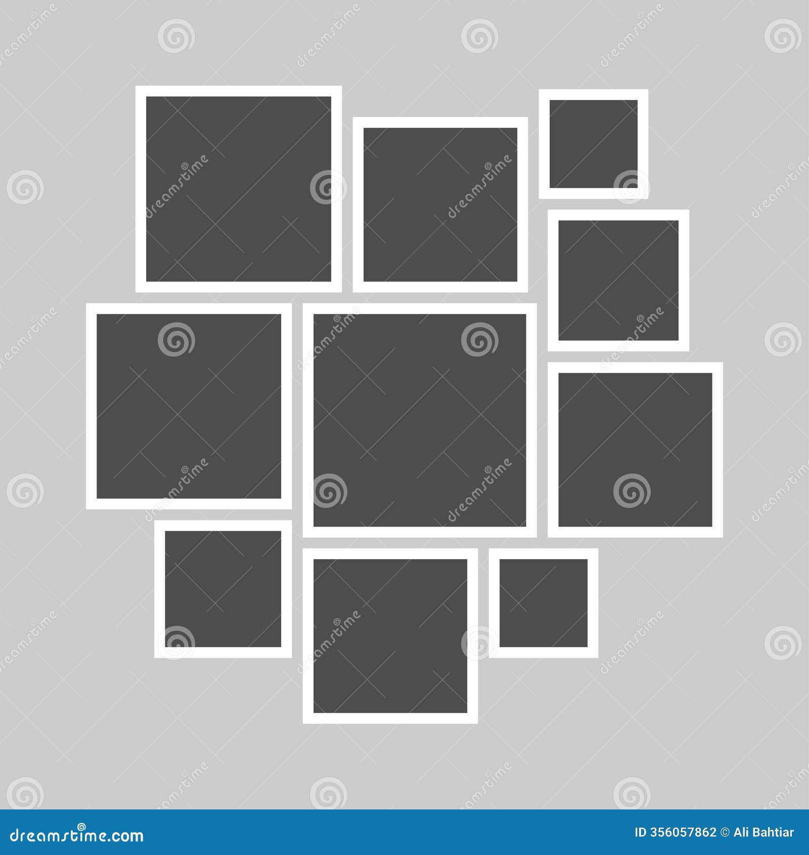 Vector Grid Template with Empty Photo Frames, Designed To Organize and ...