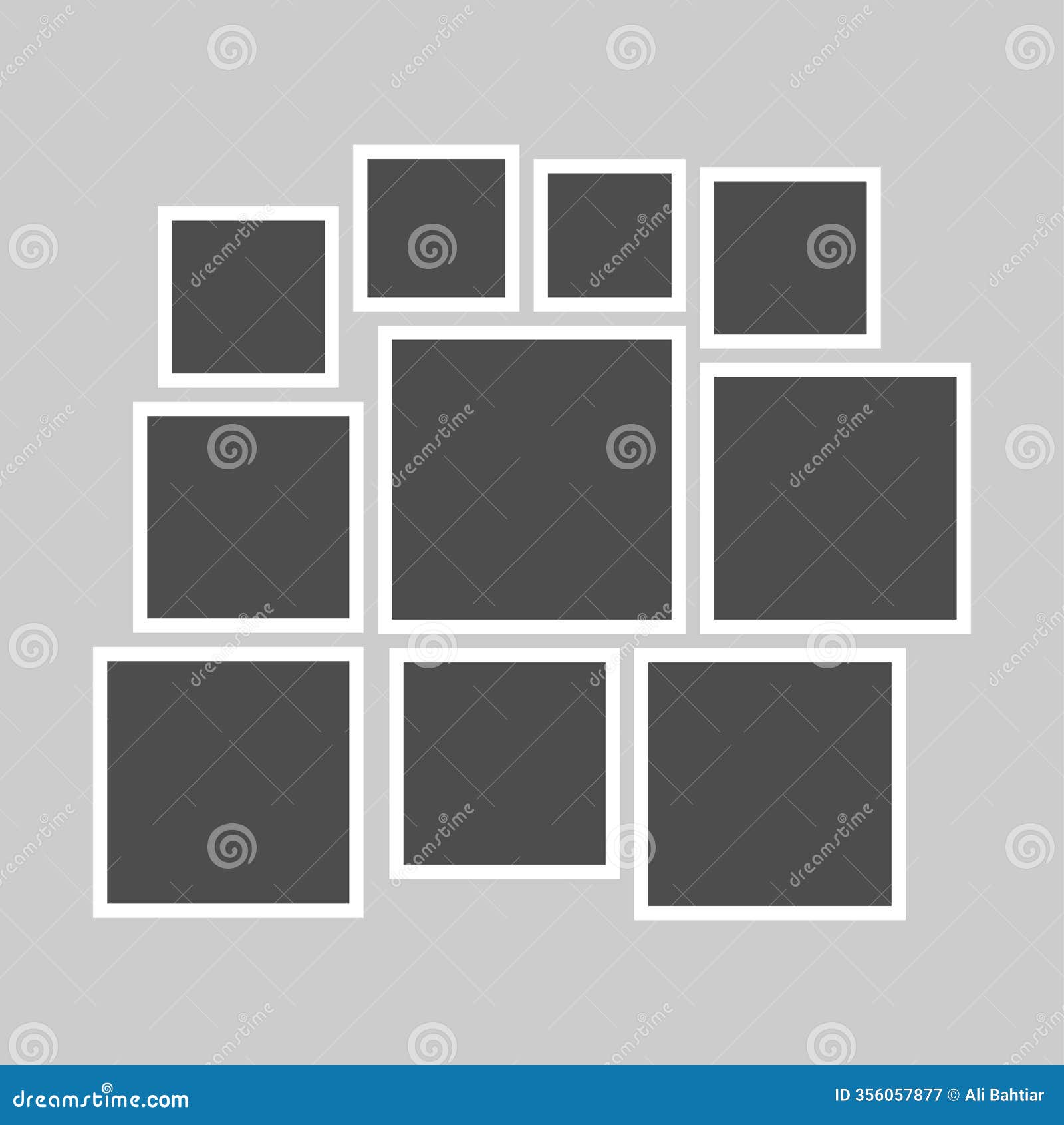 Vector Grid Template with Empty Photo Frames, Designed To Organize and ...