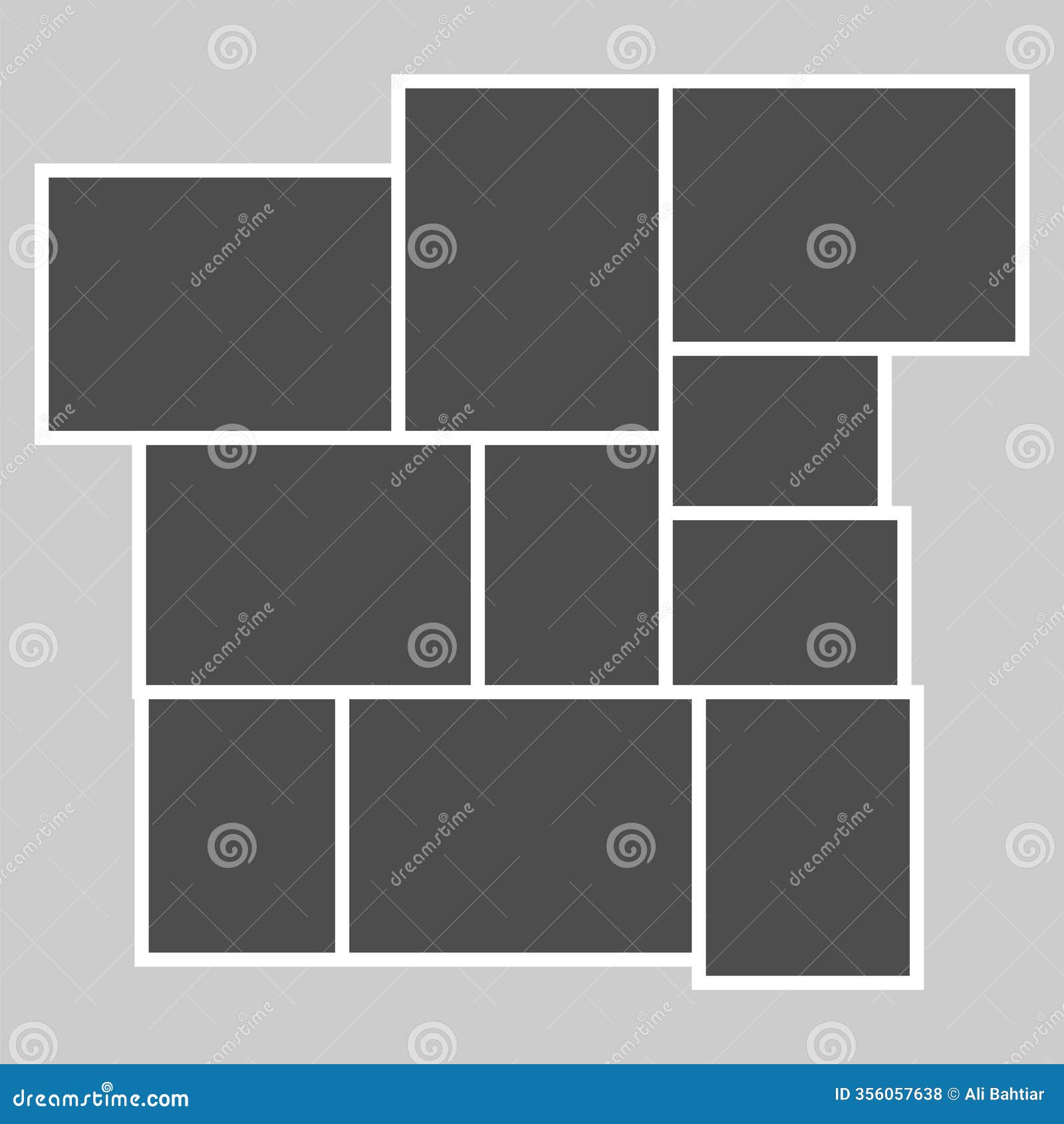 Vector Grid Template with Empty Photo Frames, Designed To Organize and ...