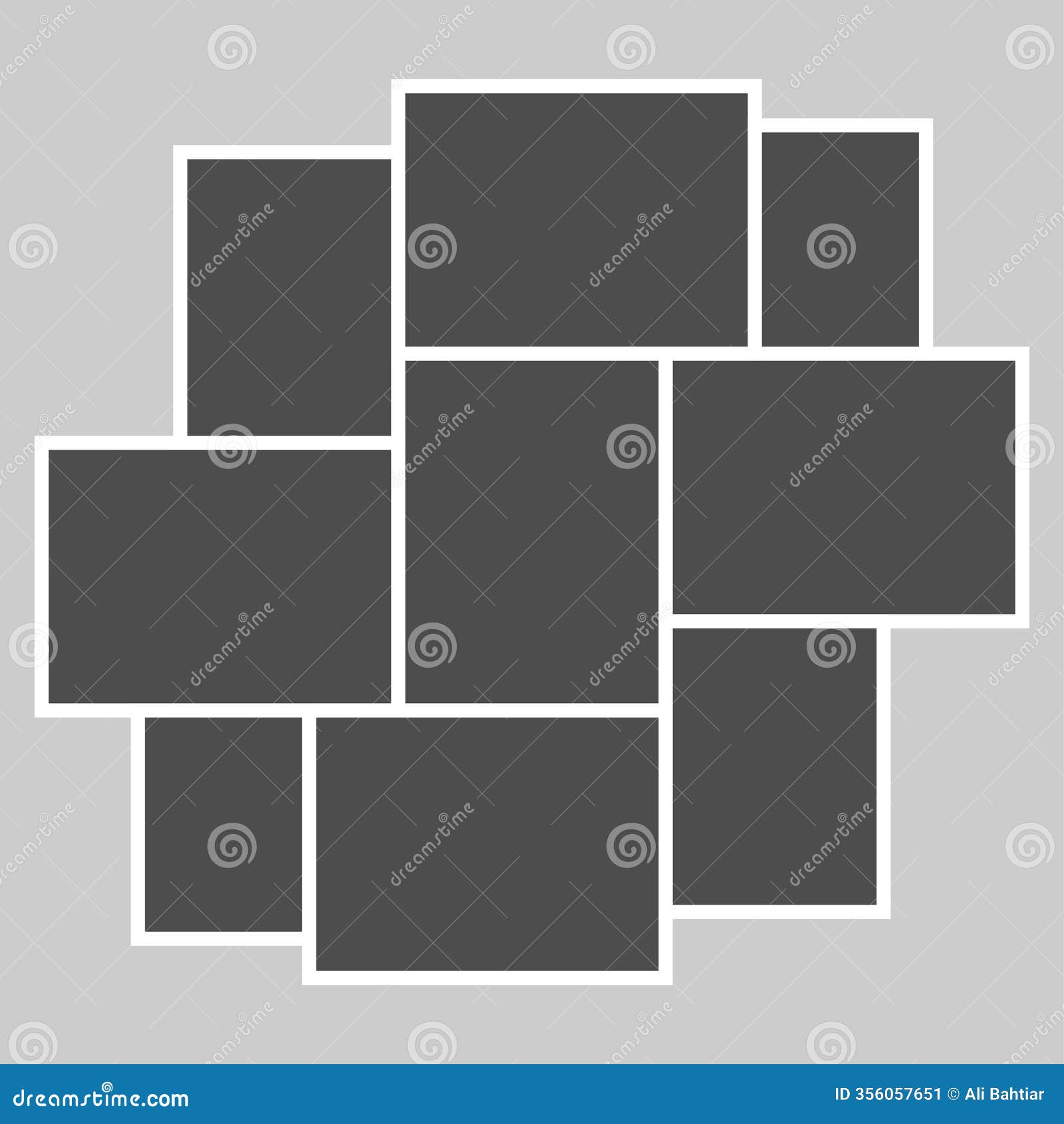 Vector Grid Template with Empty Photo Frames, Designed To Organize and ...
