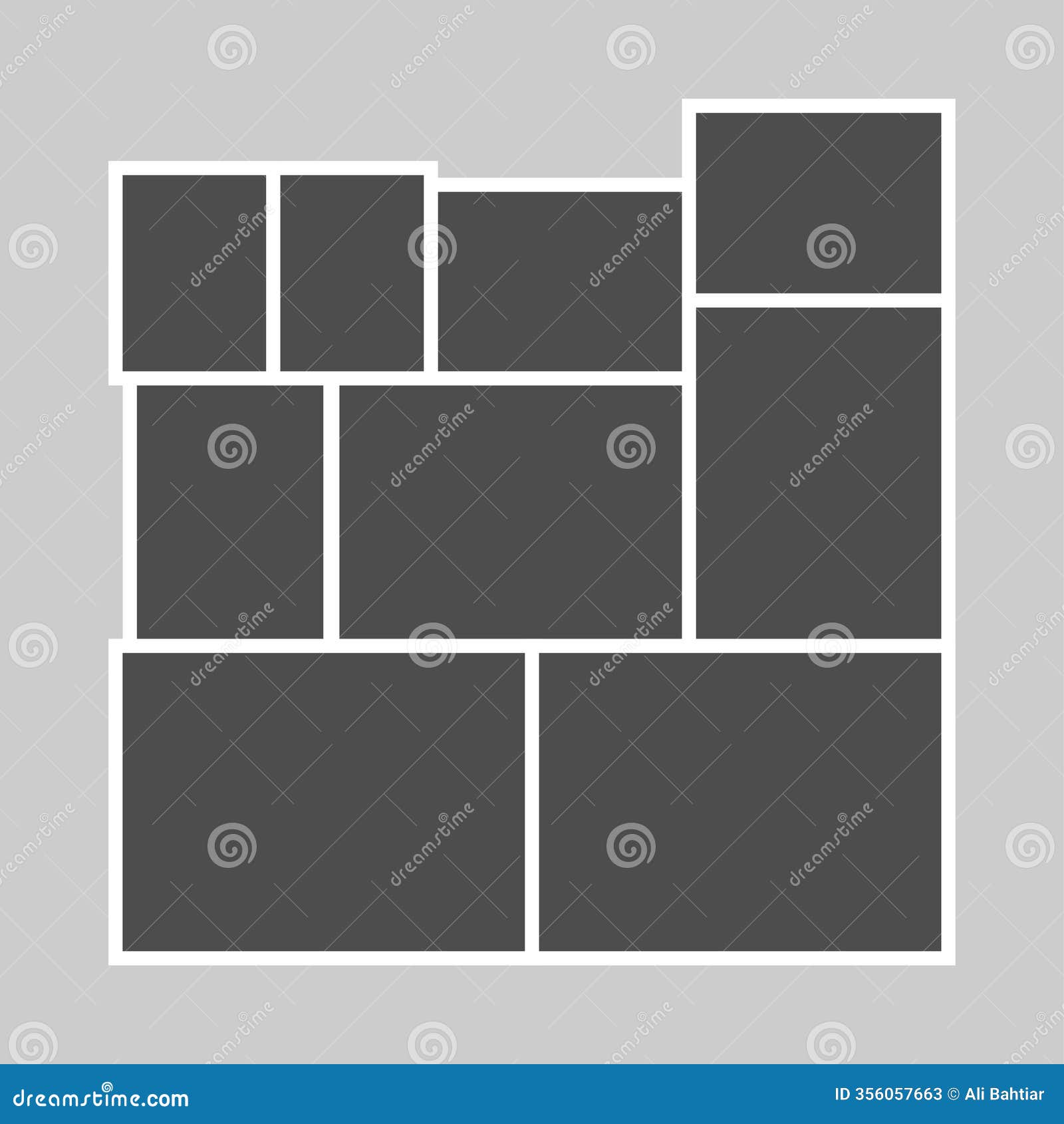 Vector Grid Template with Empty Photo Frames, Designed To Organize and ...