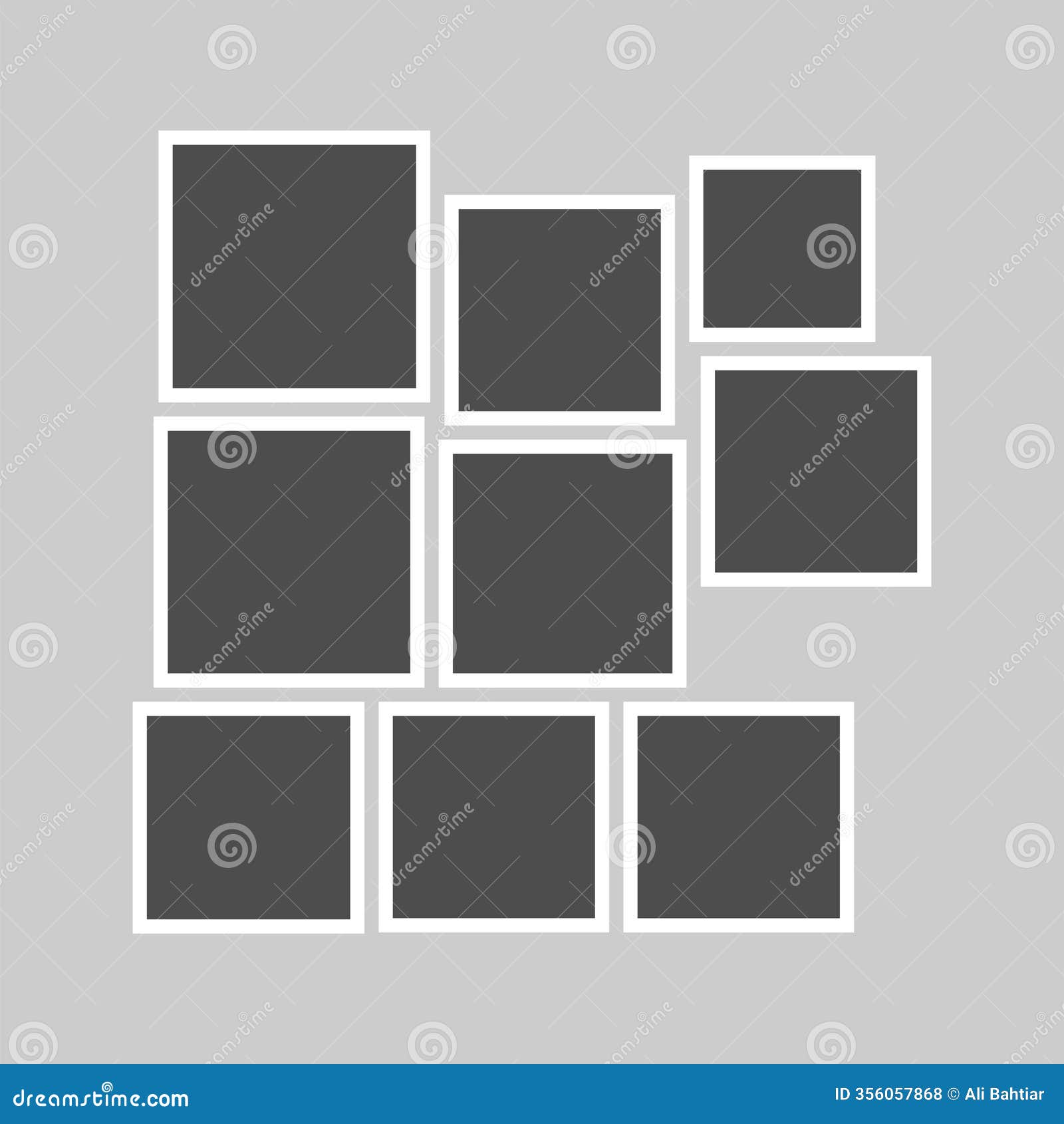 Vector Grid Template with Empty Photo Frames, Designed To Organize and ...