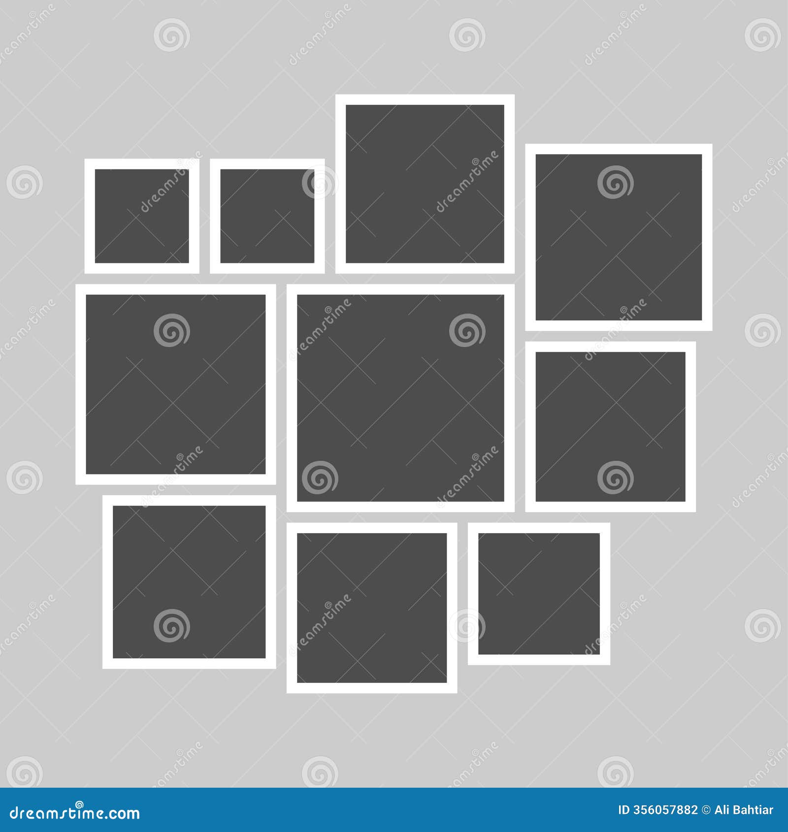 Vector Grid Template with Empty Photo Frames, Designed To Organize and ...