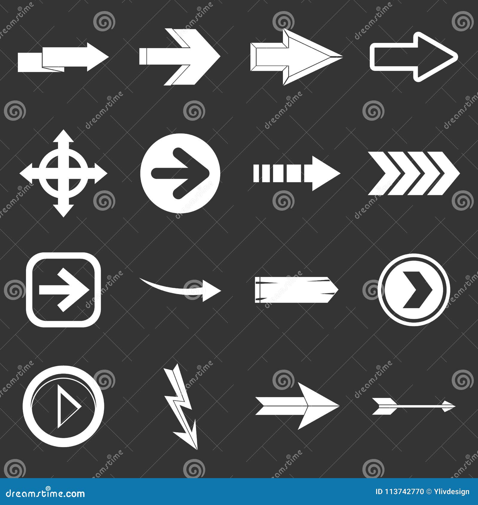 Vector Gris Fijado Iconos De La Flecha Ilustración del Vector ...