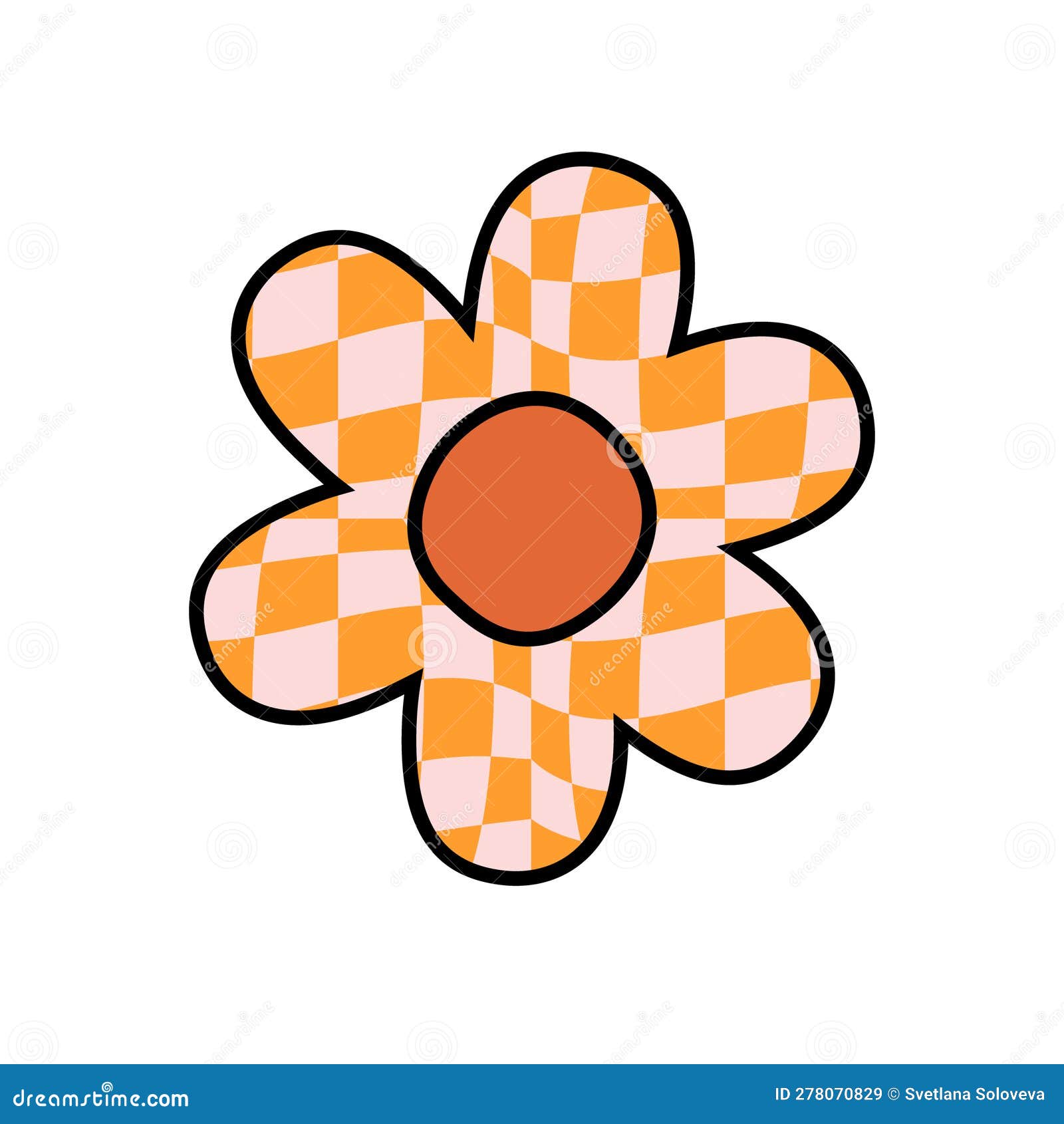Vector Groovy Flower with Checker Texture Pattern Stock Vector ...