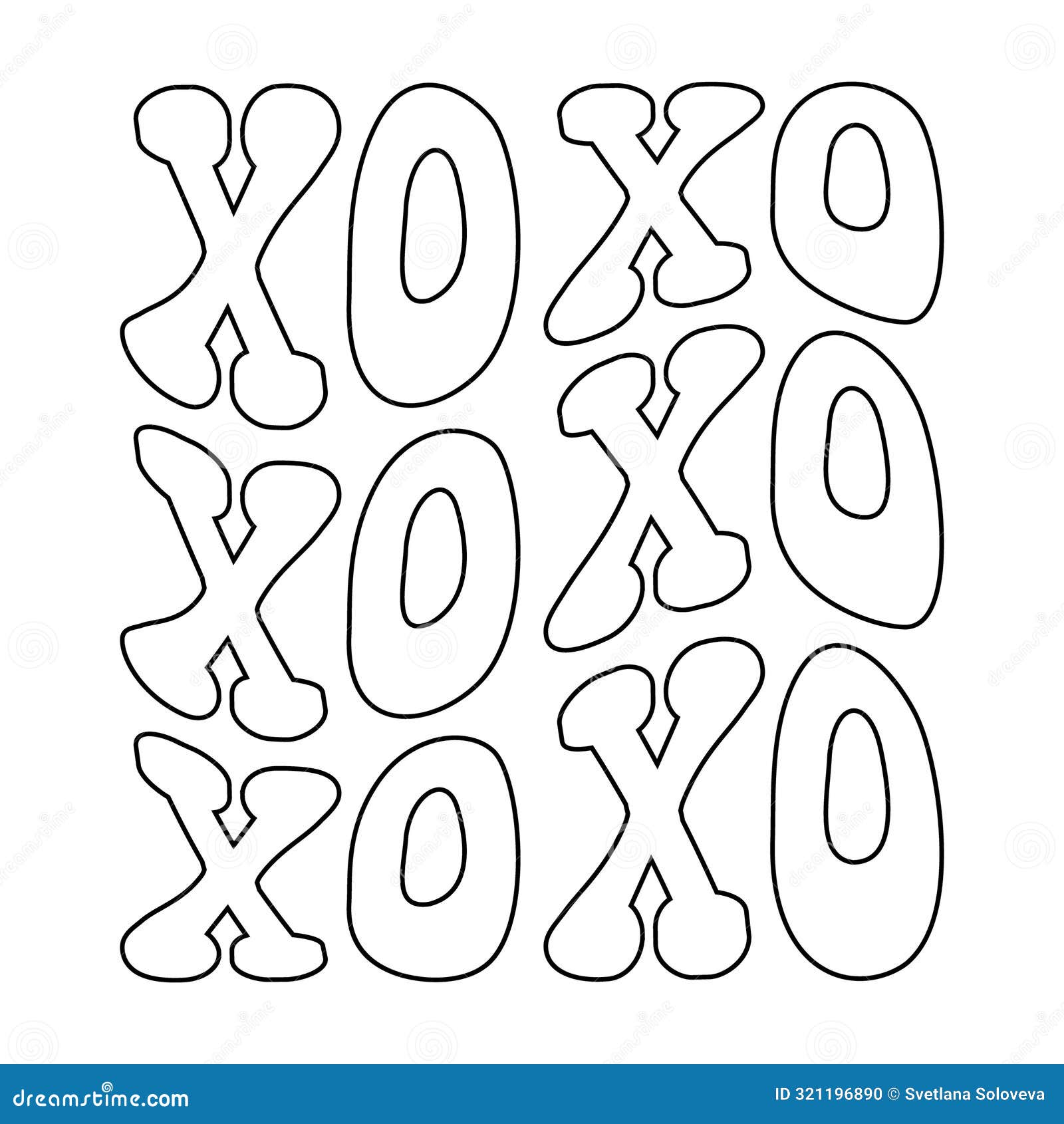 Vector Groovy Outline Xoxo Lettering Stock Vector - Illustration of ...