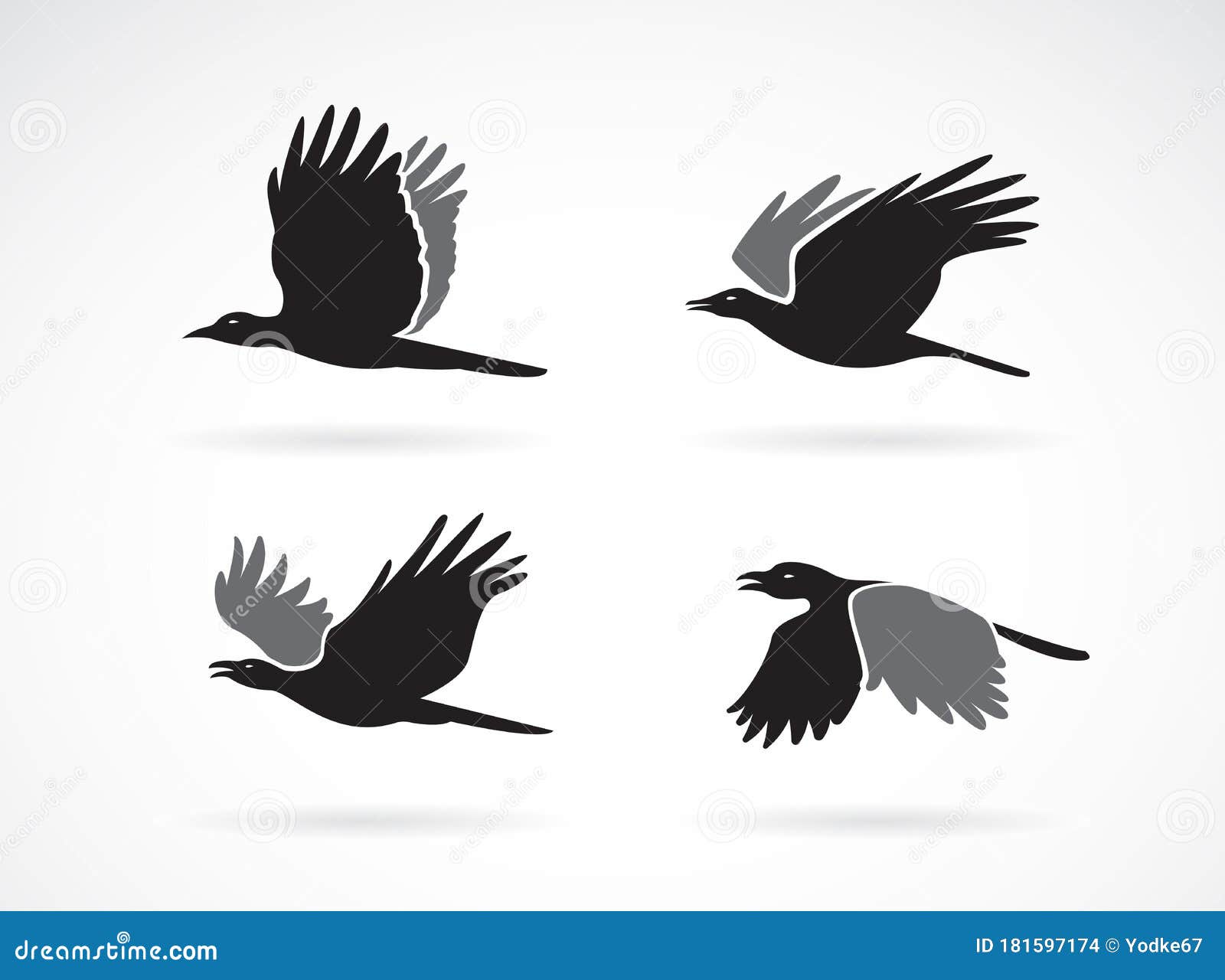 Crow Flying Over Tree. Vector Cartoon Landscape. | CartoonDealer.com ...