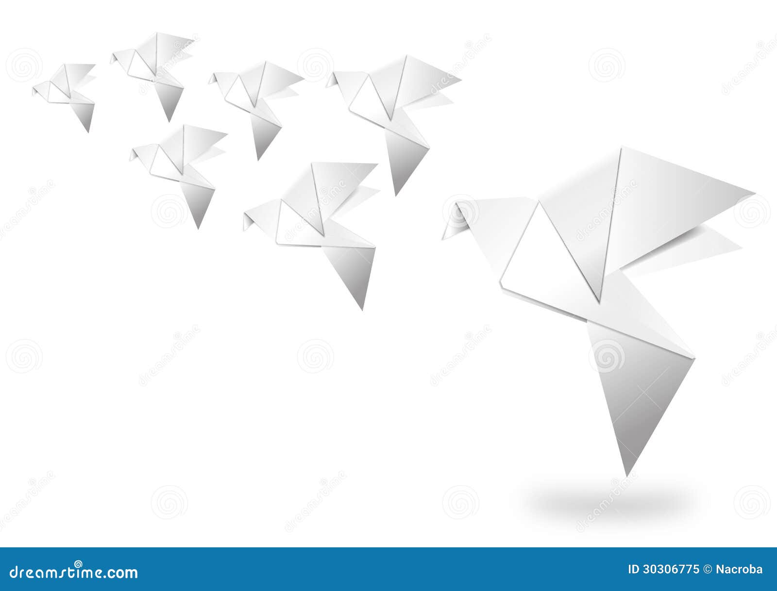 A Group Of Origami Birds In White, With One Red Bird Standing Out As ...