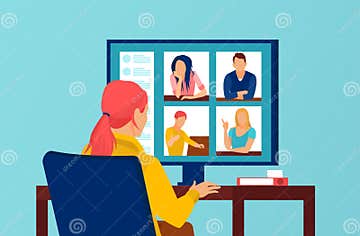 Vector of a Group of People Having a Video Conference Call Stock ...