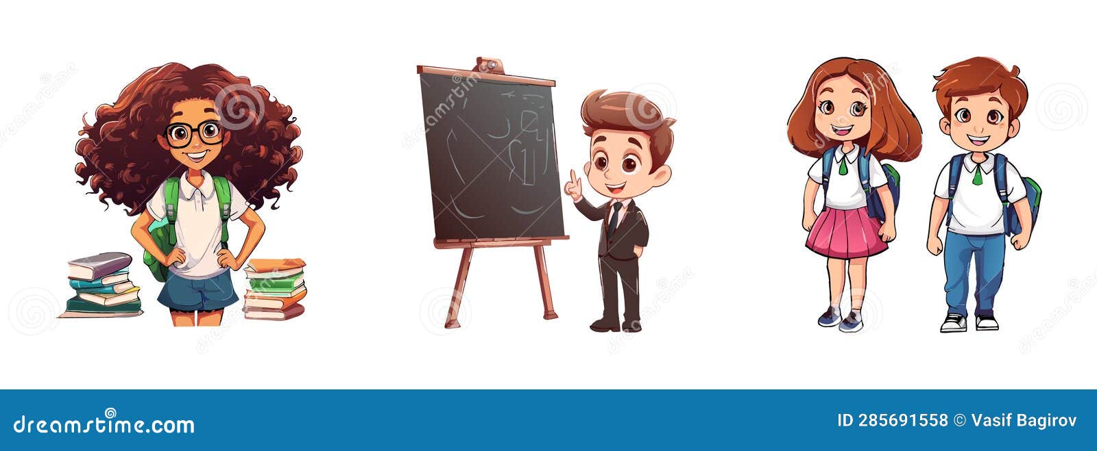 Grup Vector De Elevi Care Stau împreună. Set De Pupufuri. Ilustrarea ...