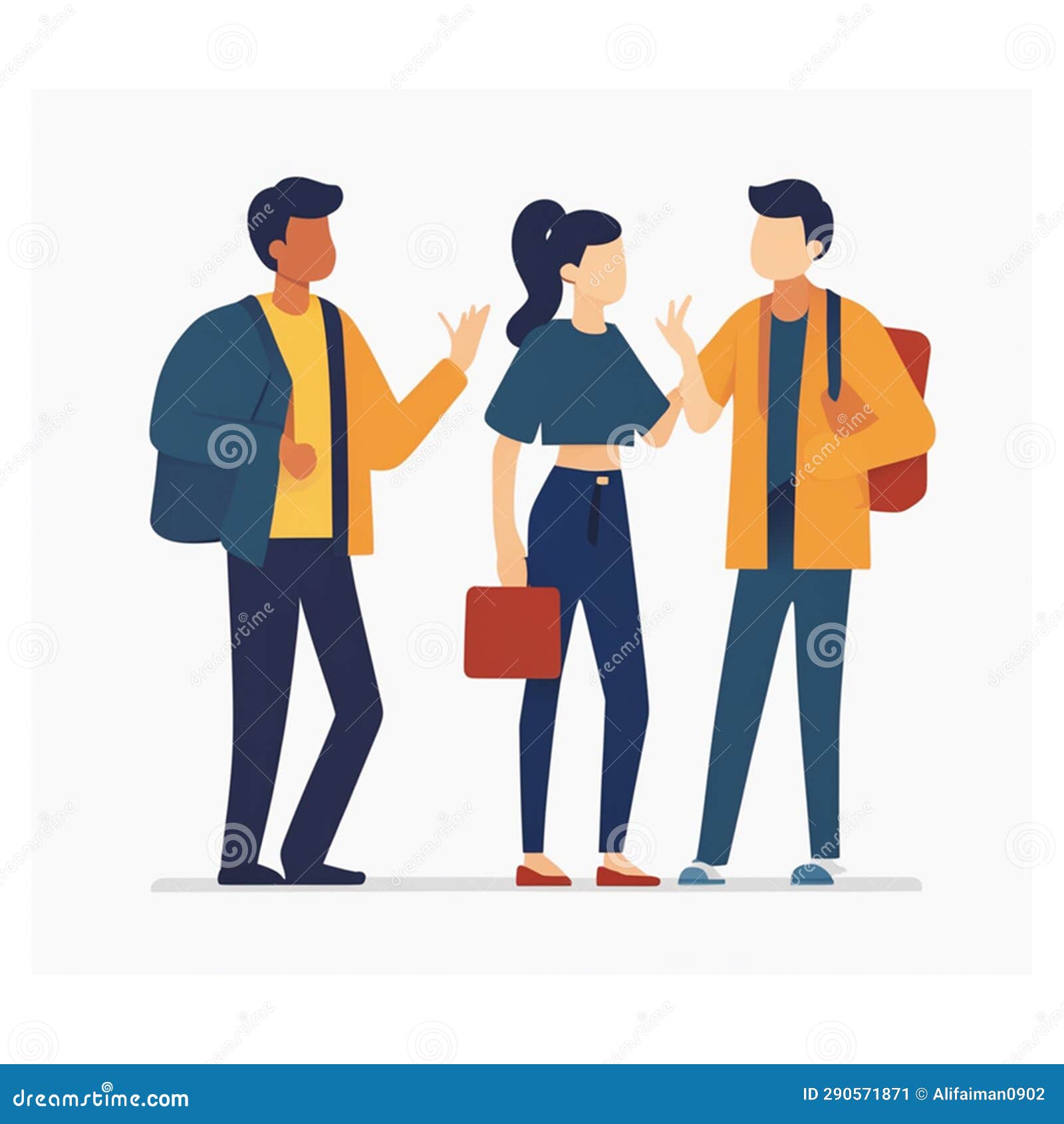 Vector - a Group of the Student Talking Stock Vector - Illustration of ...