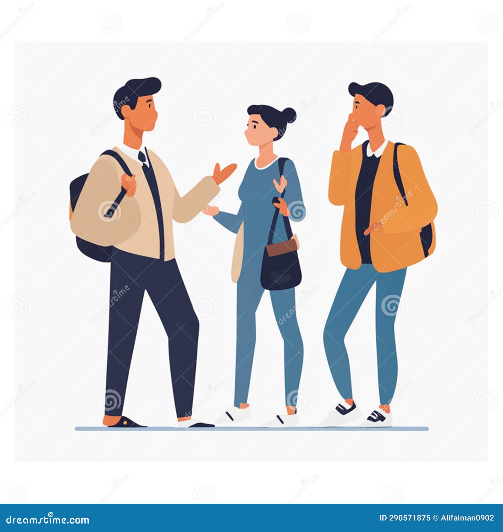 Vector - a Group of the Student Talking Stock Vector - Illustration of ...