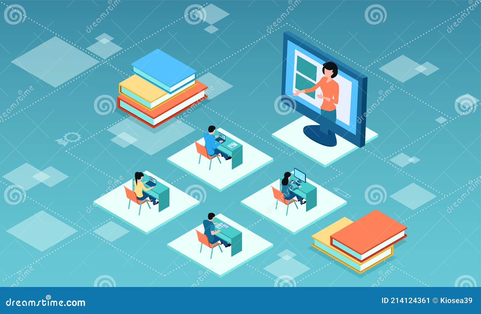 Vector of a Group of Students and a Teacher Using Online Interactive ...