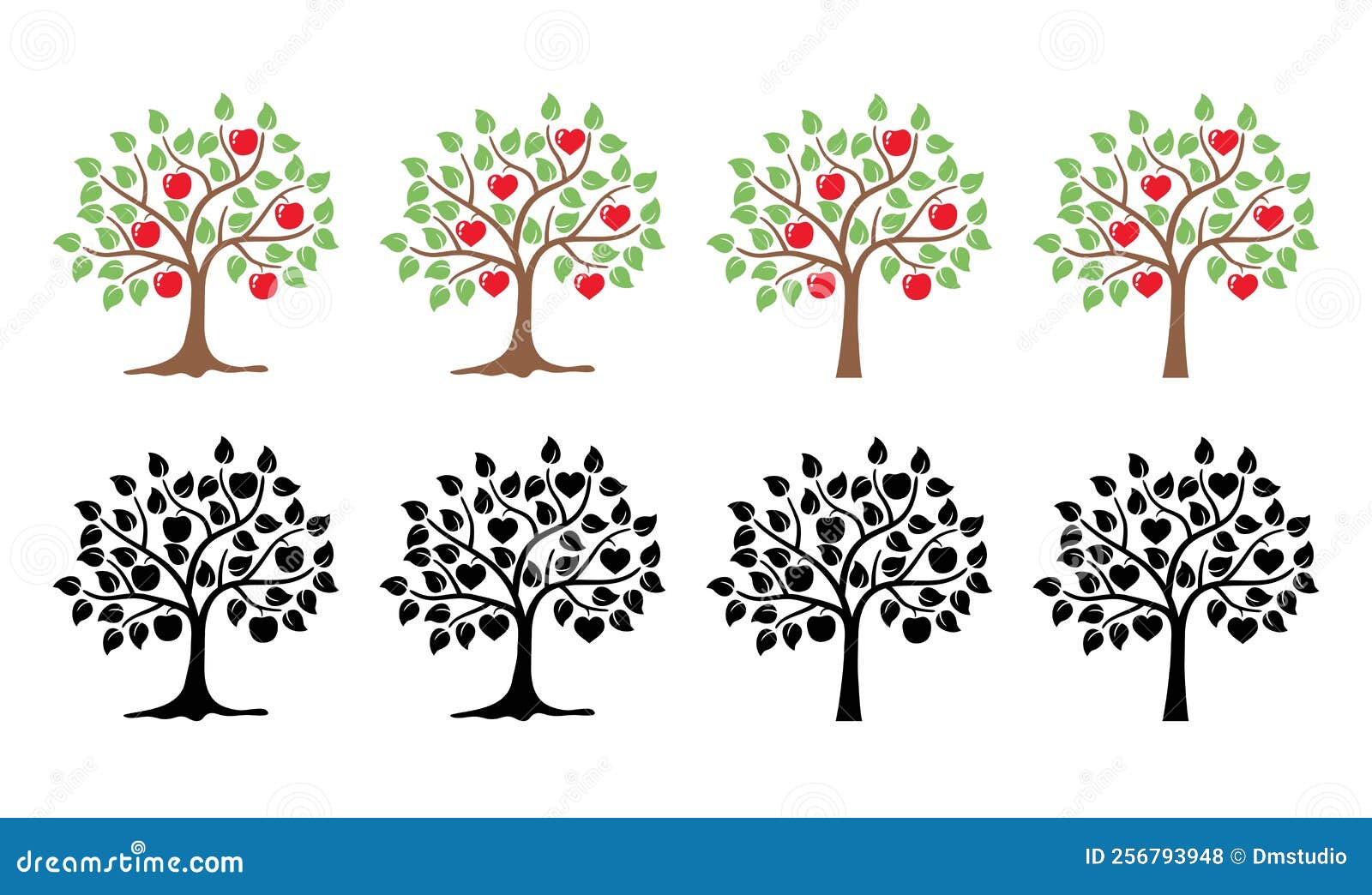 Vector Group of Stylized Abstract Apple Trees Stock Vector ...