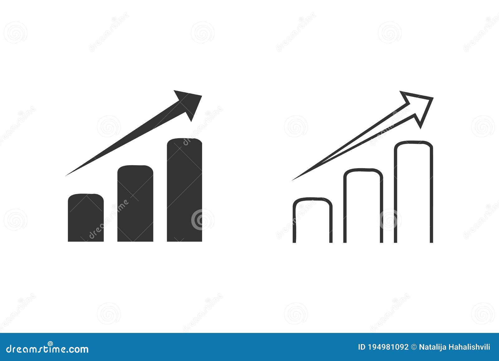 Vector Growing Graph Line Icon Set on White Stock Vector - Illustration ...