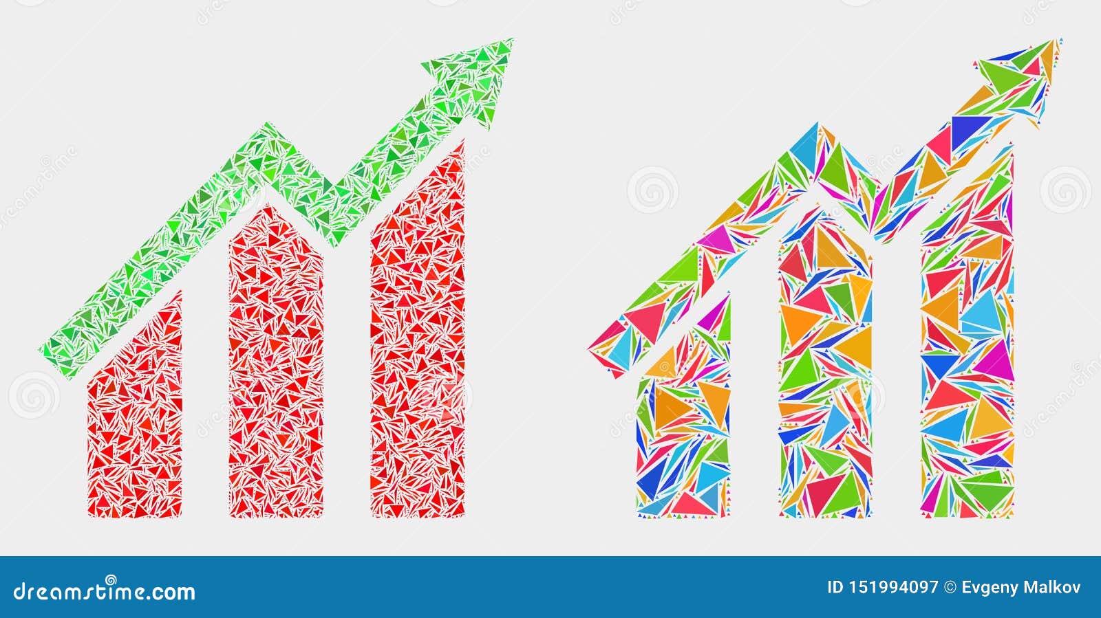Vector Growing Trend Chart Mosaic Icon of Triangle Elements Stock ...