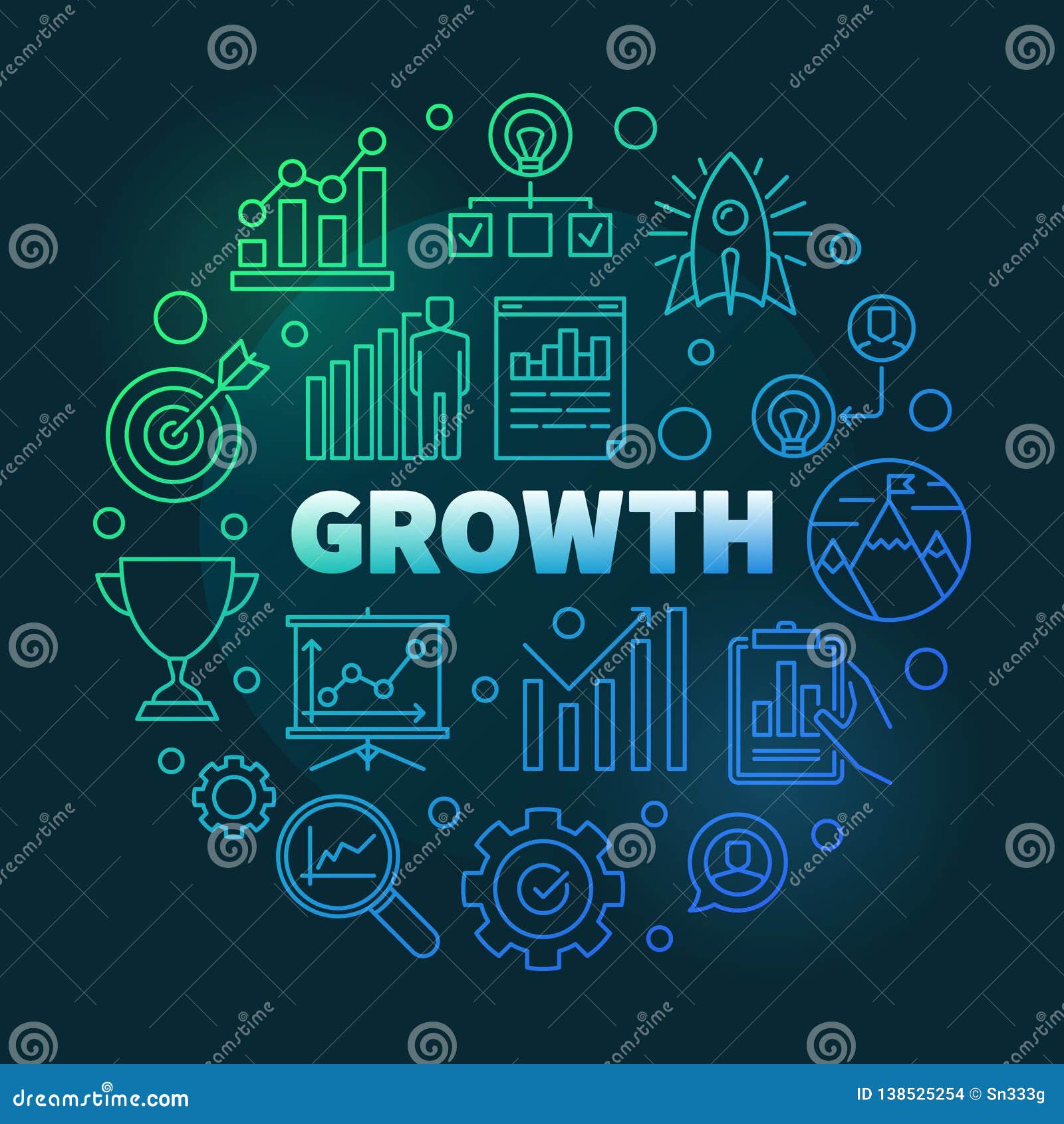 Vector Growth Colored Round Outline Illustration Stock Vector ...