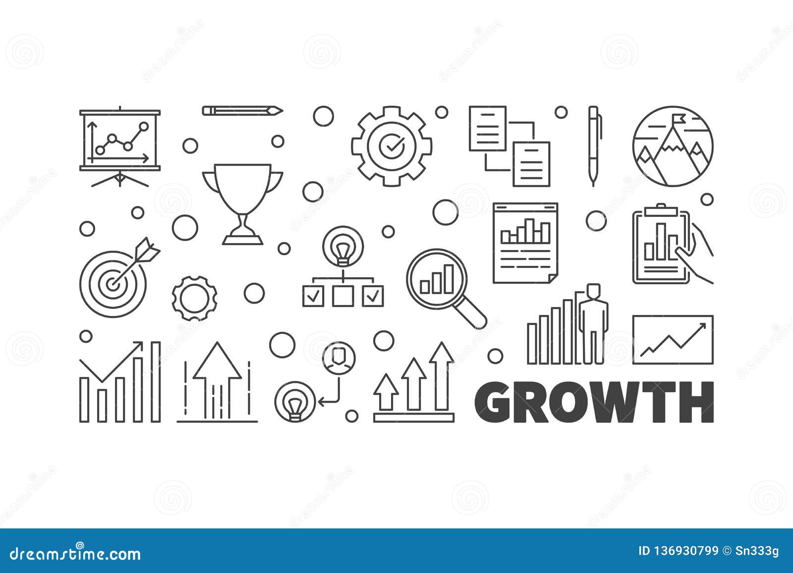 Vector Growth Illustration or Banner in Outline Style Stock Vector ...