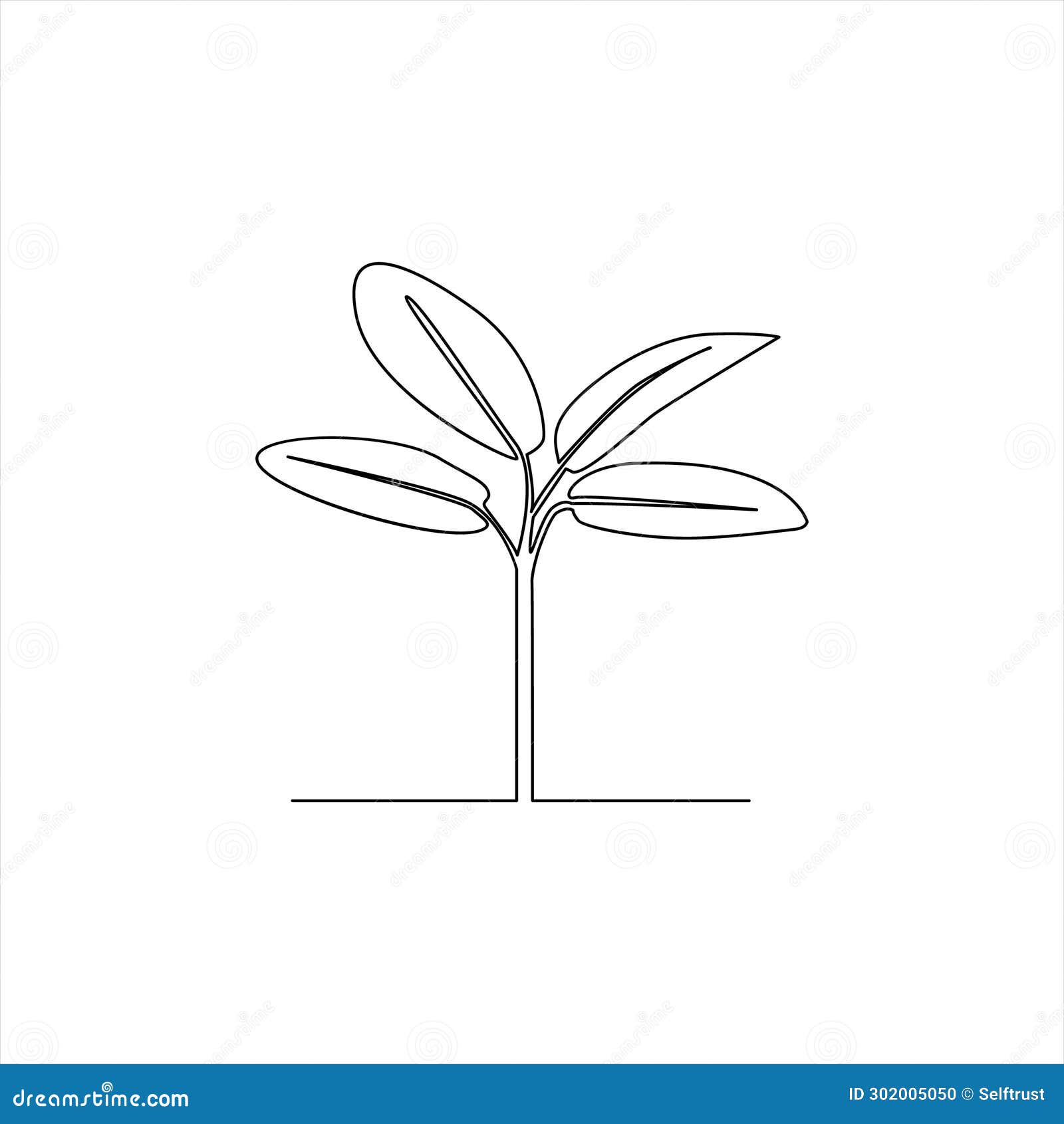 Vector Growth Tree Continuous Single Line Simple Drawing Art ...
