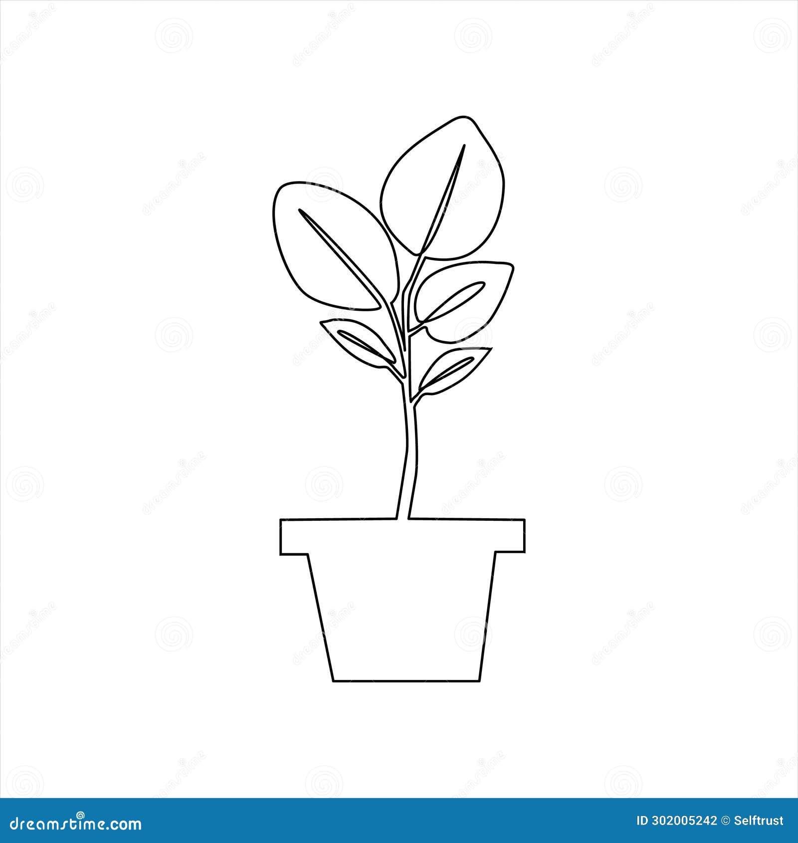Vector Growth Tree Continuous Single Line Simple Drawing Art ...