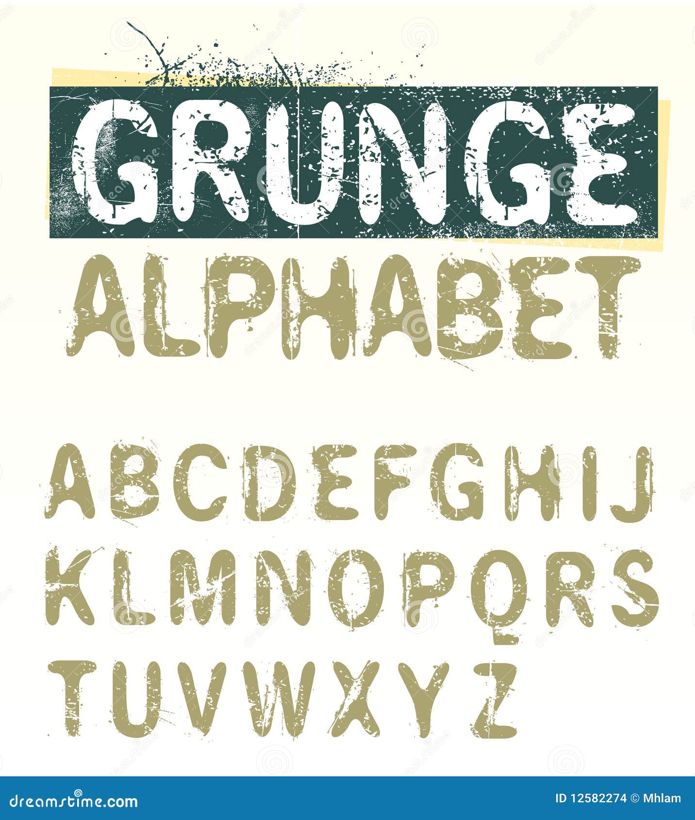 Grunge Alphabet Font. Muddy Uppercase Letters And Numbers. Halftone ...